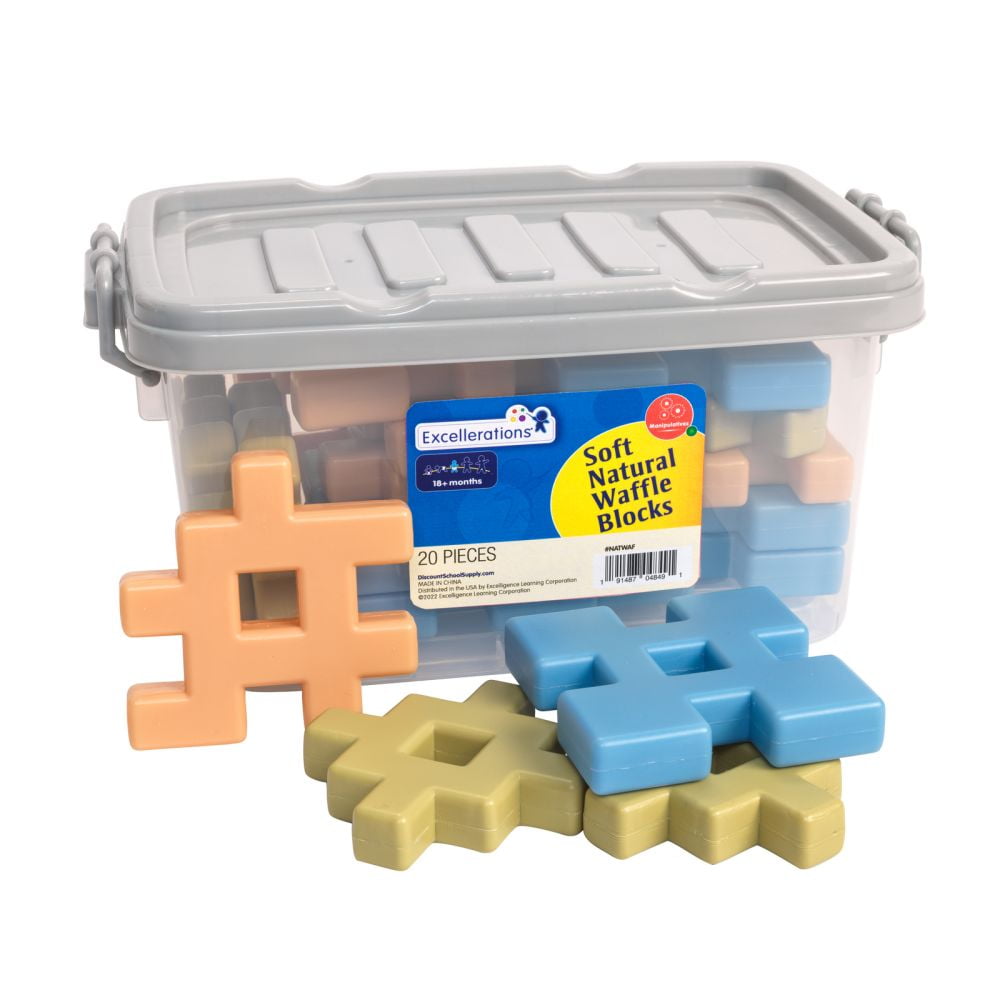 Excellerations Natural Tones Waffle Blocks - 18 Pieces - Walmart.com