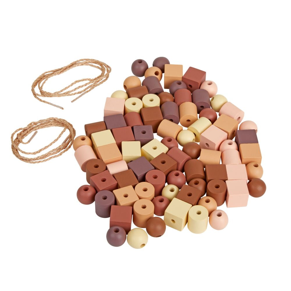 Excellerations Wooden Natural Lacing Beads - 80 Pieces - Walmart.com