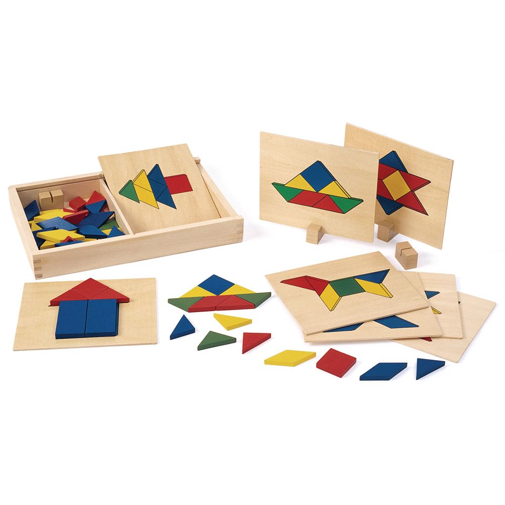 Excellerations Wooden Pattern Blocks & Board Set - 69 Pieces - Walmart.com
