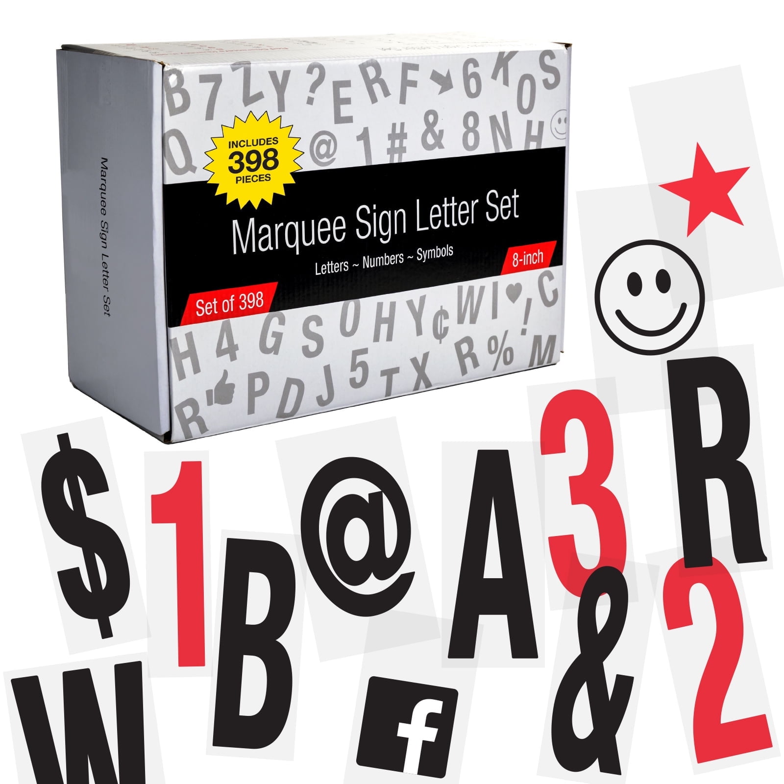 Excello 8" Red and Black Marquee Sign Letter Box Set - Walmart.com