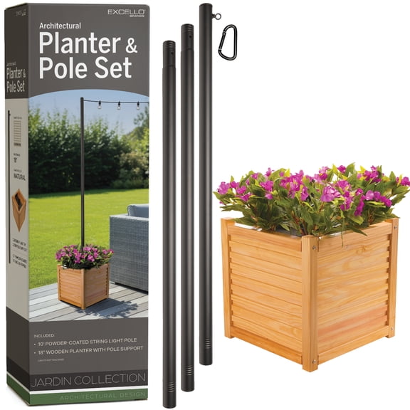 Planter With Pole For String Lights