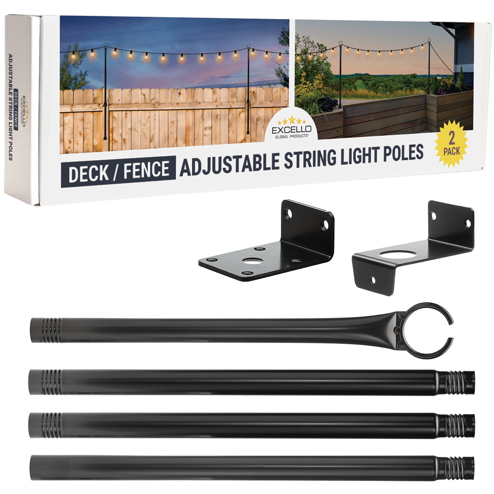 Terry 2 Pack Stainless Steel String Light Poles 102 in. 7-Prong - 2 ...