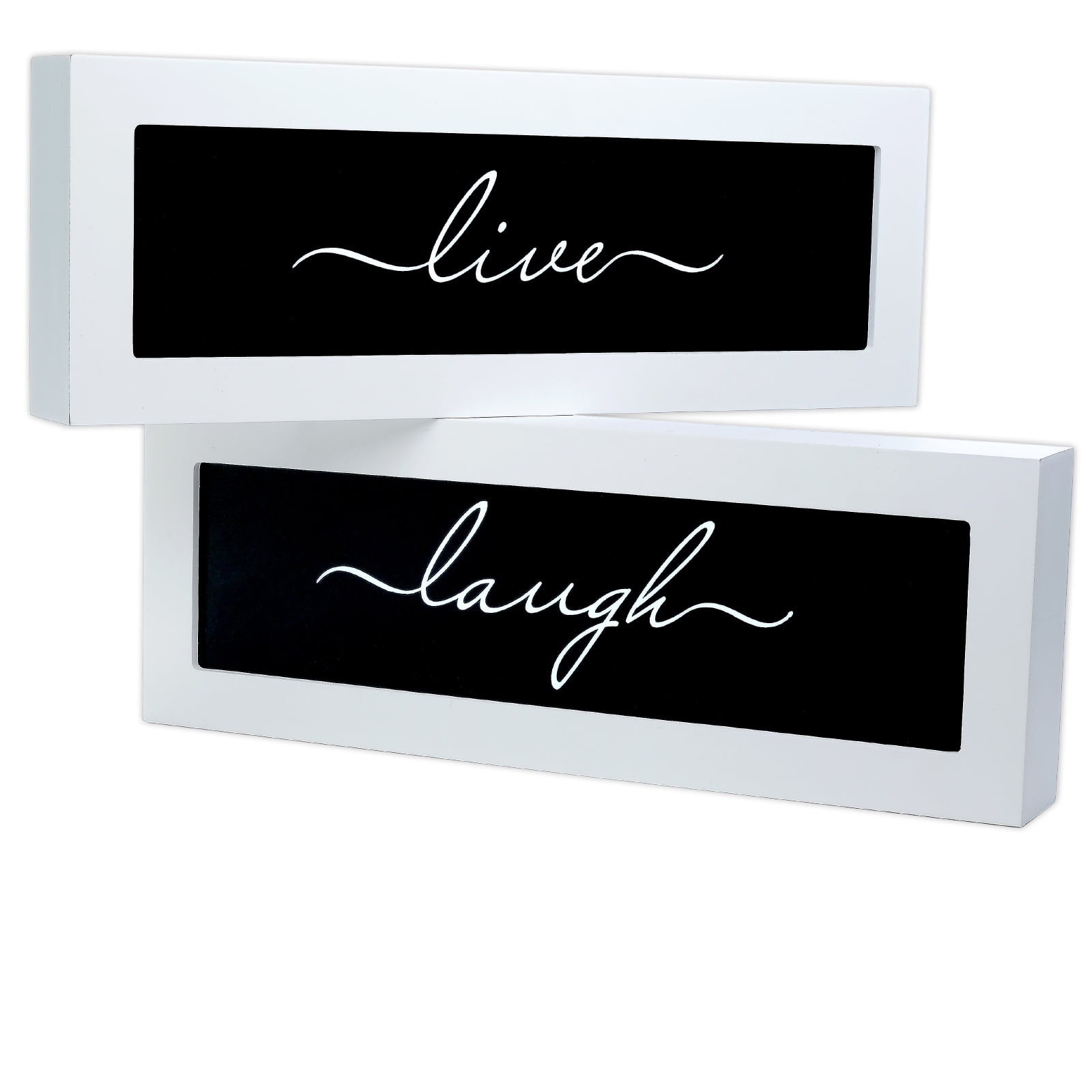Excello Global Products 2 Pack of White Shadow Box Sign - Live & Laugh ...