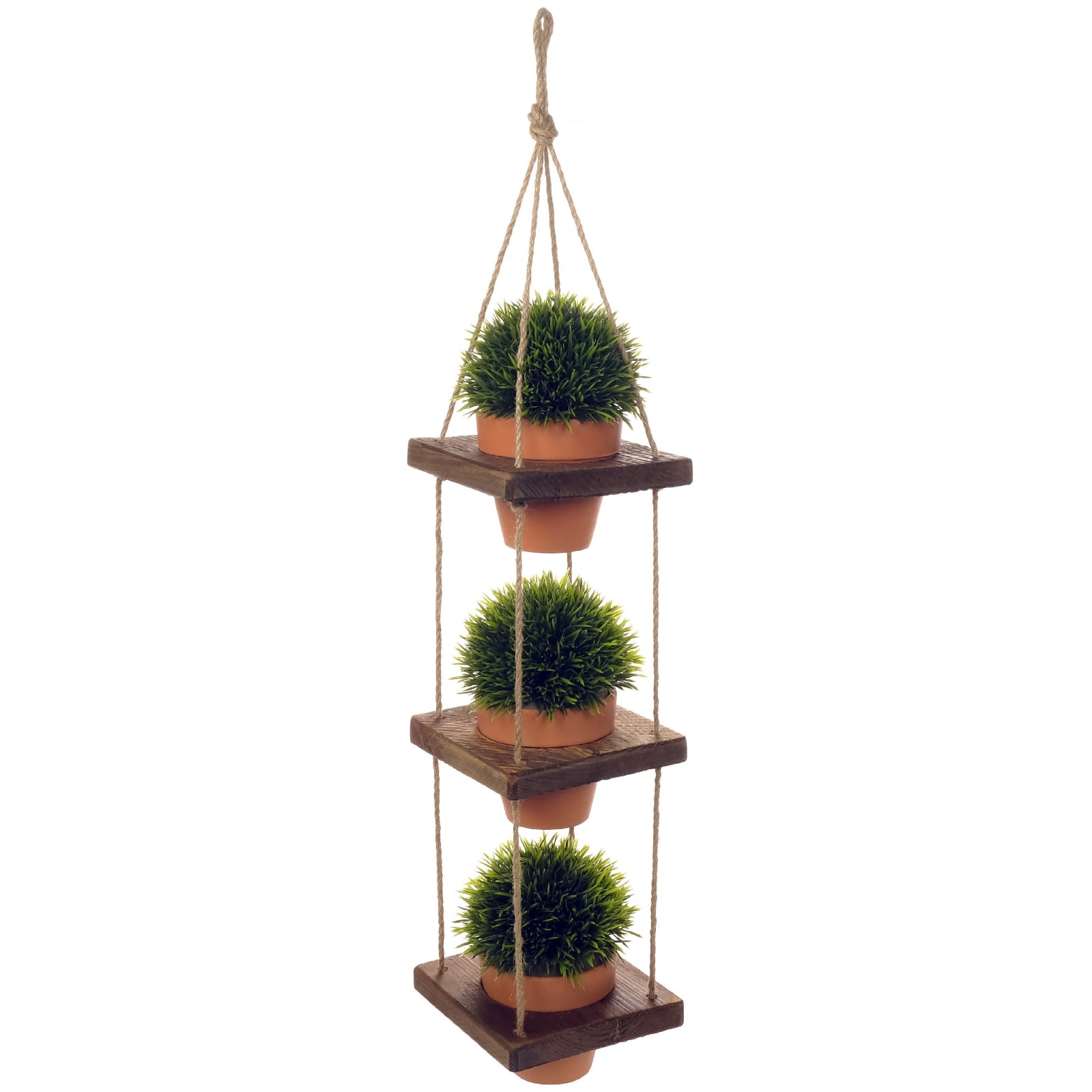 Excello Global Products 3 Pot Hanging Planter: Farmhouse Solid Wood ...