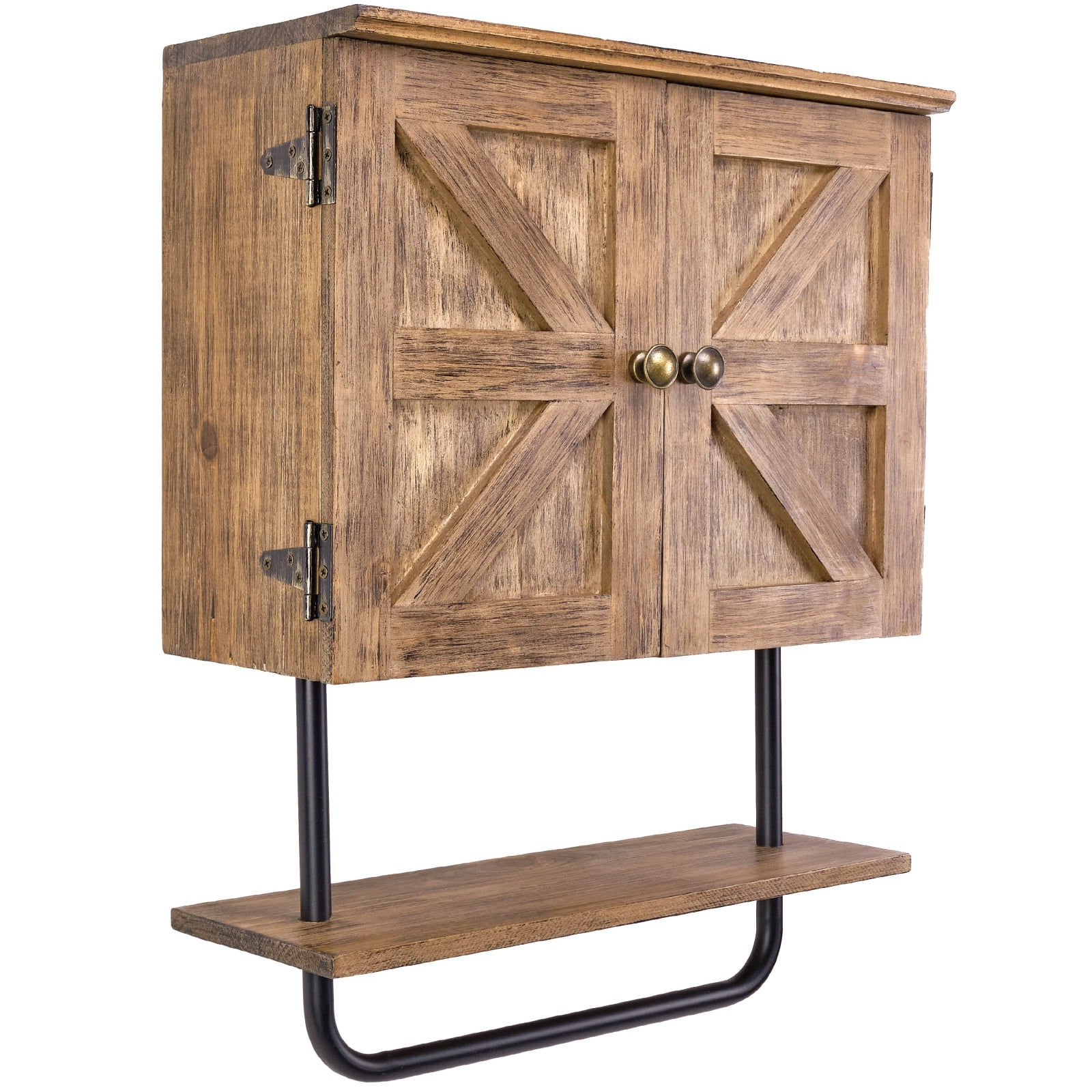 "Excello Global Products Barndoor Bathroom Wall Cabinet, Rustic Brown ...