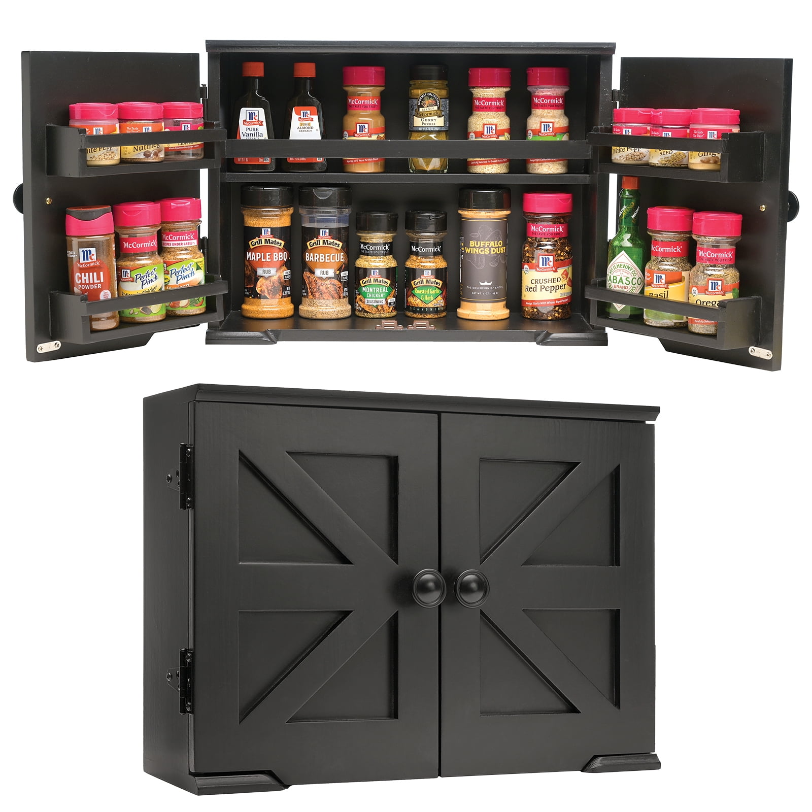 Excello Global Products Farmhouse Style Barndoor Spice Cabinet, Kitchen ...