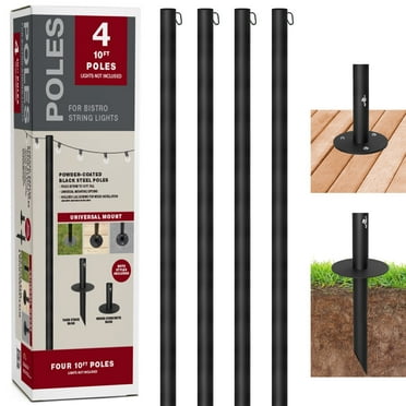 Walensee Outdoor String Light Poles with Hook, 9.4FT Bulb Holder, 5 ...