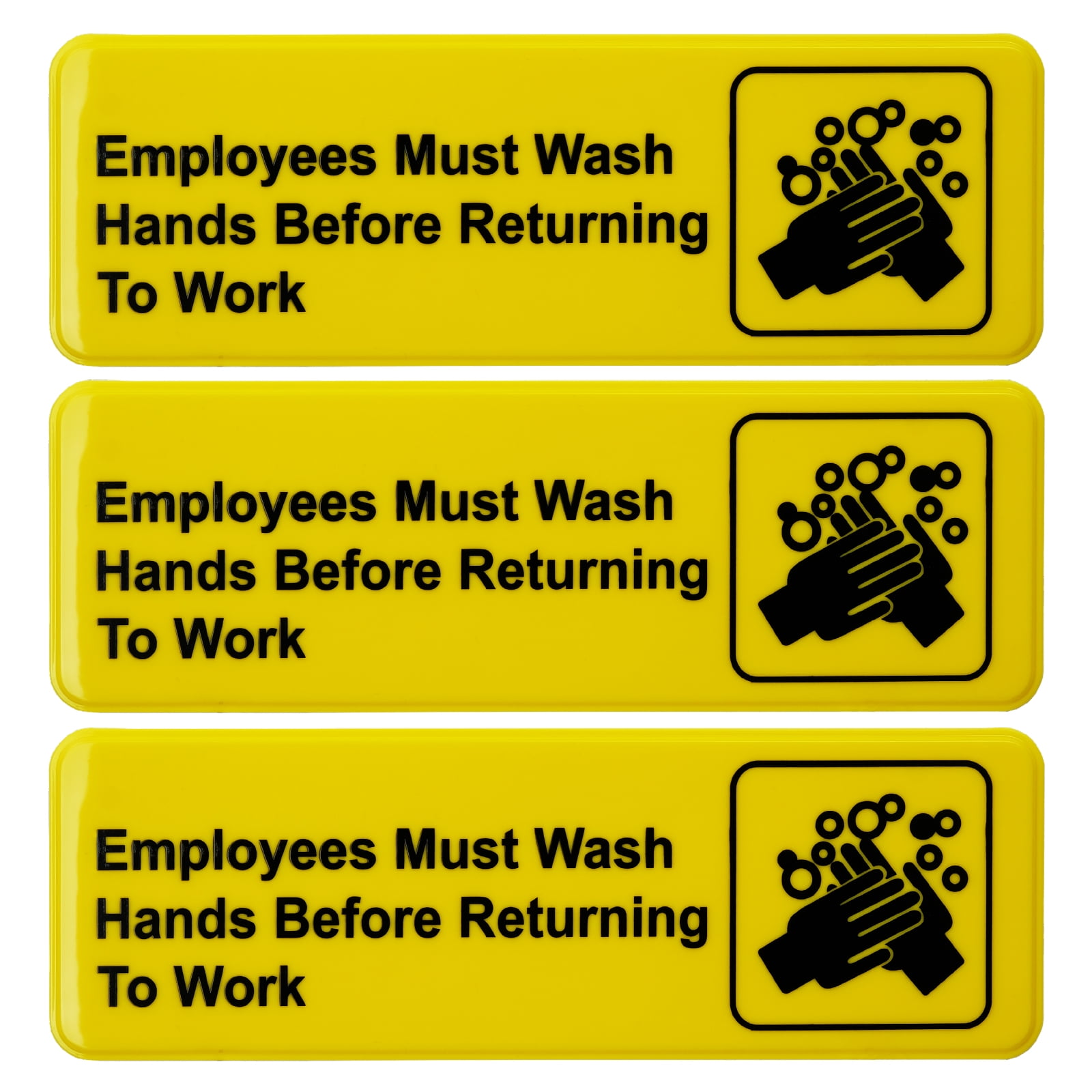 Excello Global Products Employees Must wash hands sign 9"x3" Easy To ...