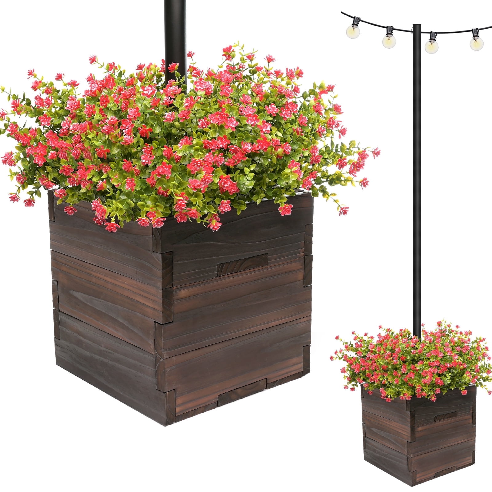 Excello Global Products Extra Large 18 in. Brown Wooden Planter Box ...