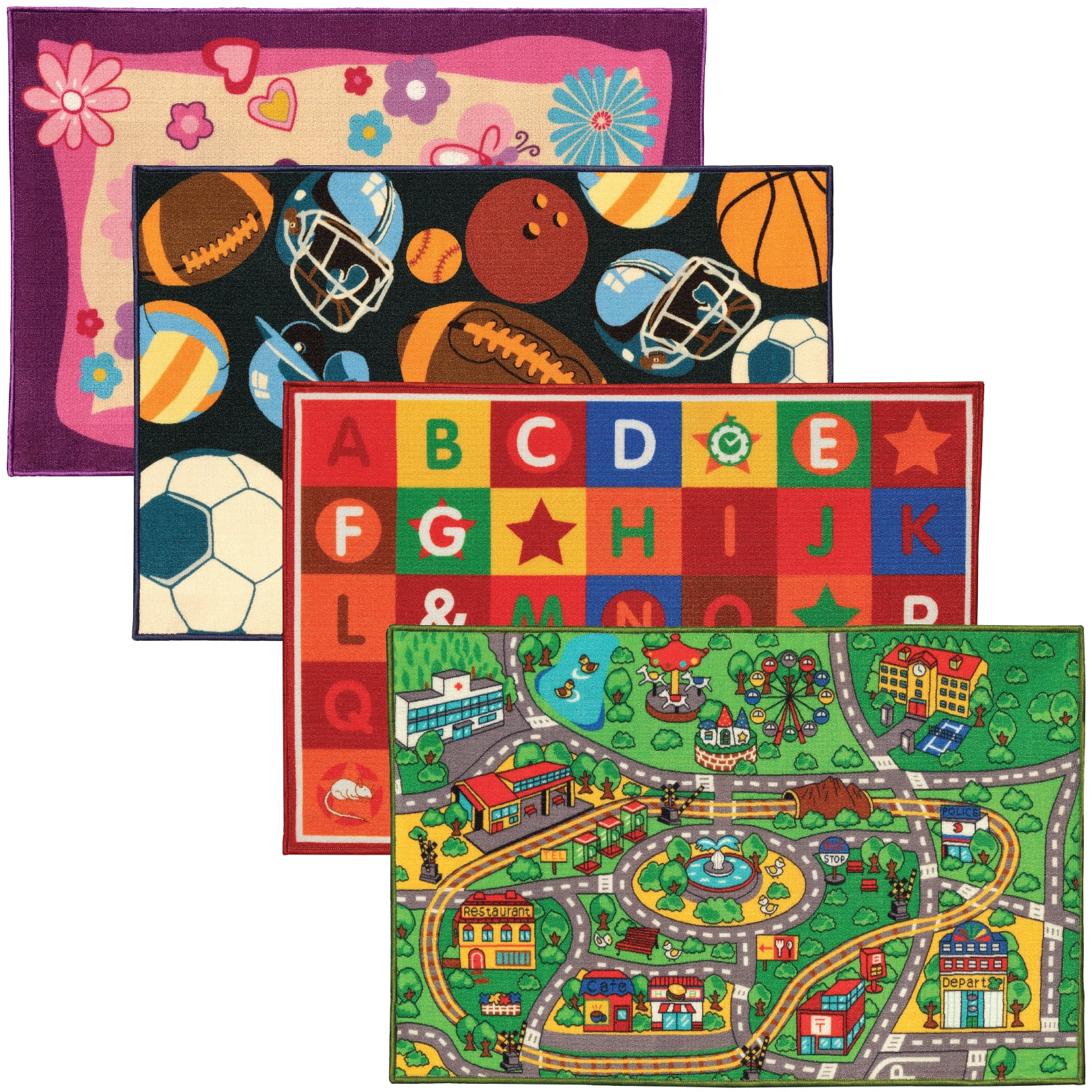 Excello Global Products Kids Activity Rugs - 4 Pack - 47.2 x 31.5 inch ...