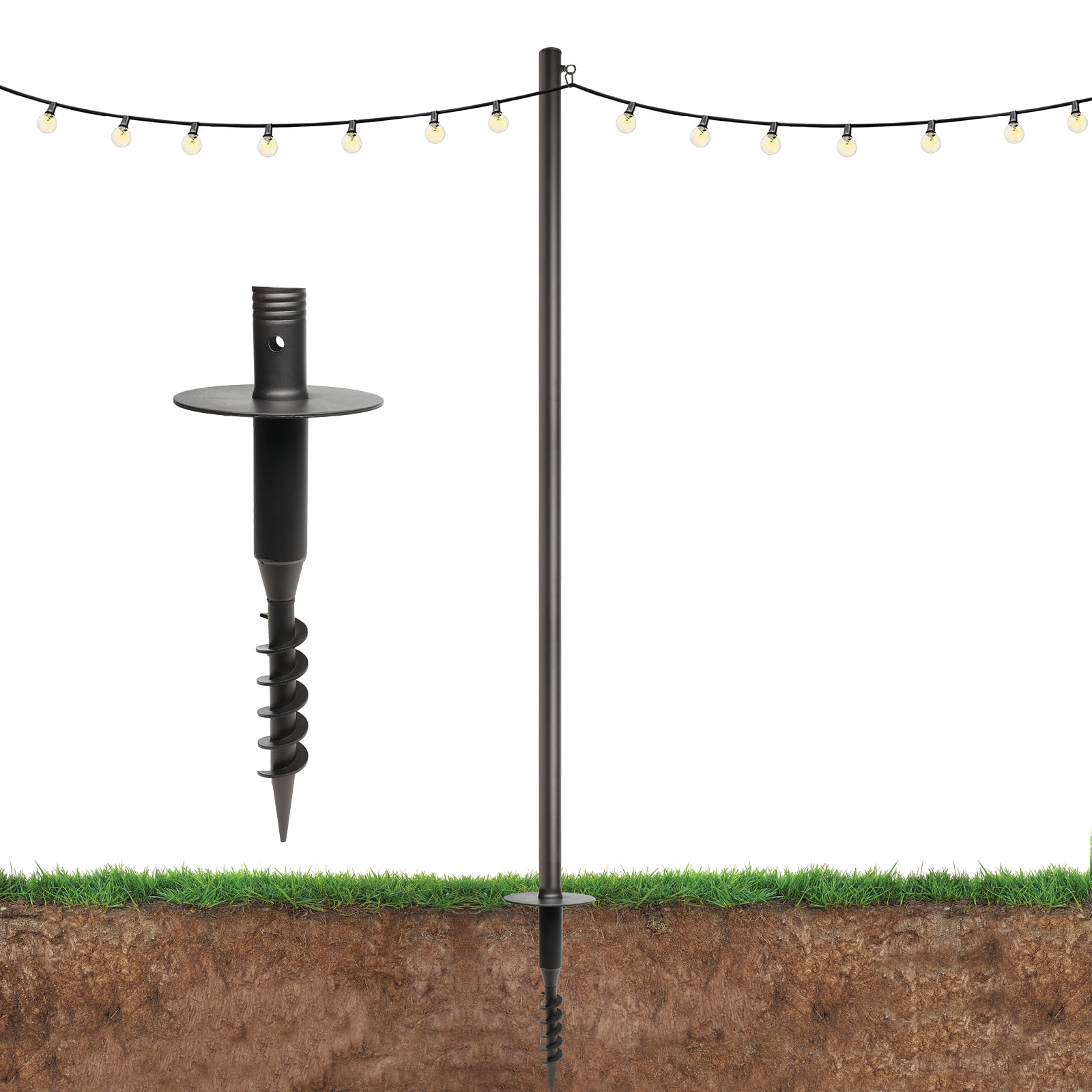 Excello Global Products Premium String Light Pole - 1 Pack - Extends to ...