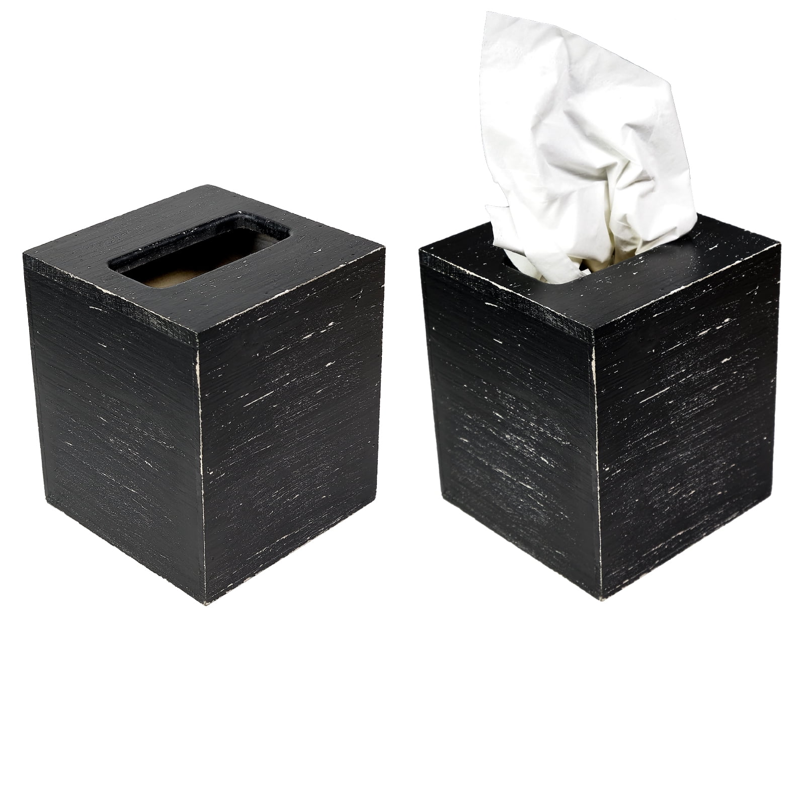 Excello Global Products Rustic Black Barnwood Tissue Box Cover: Tissue ...