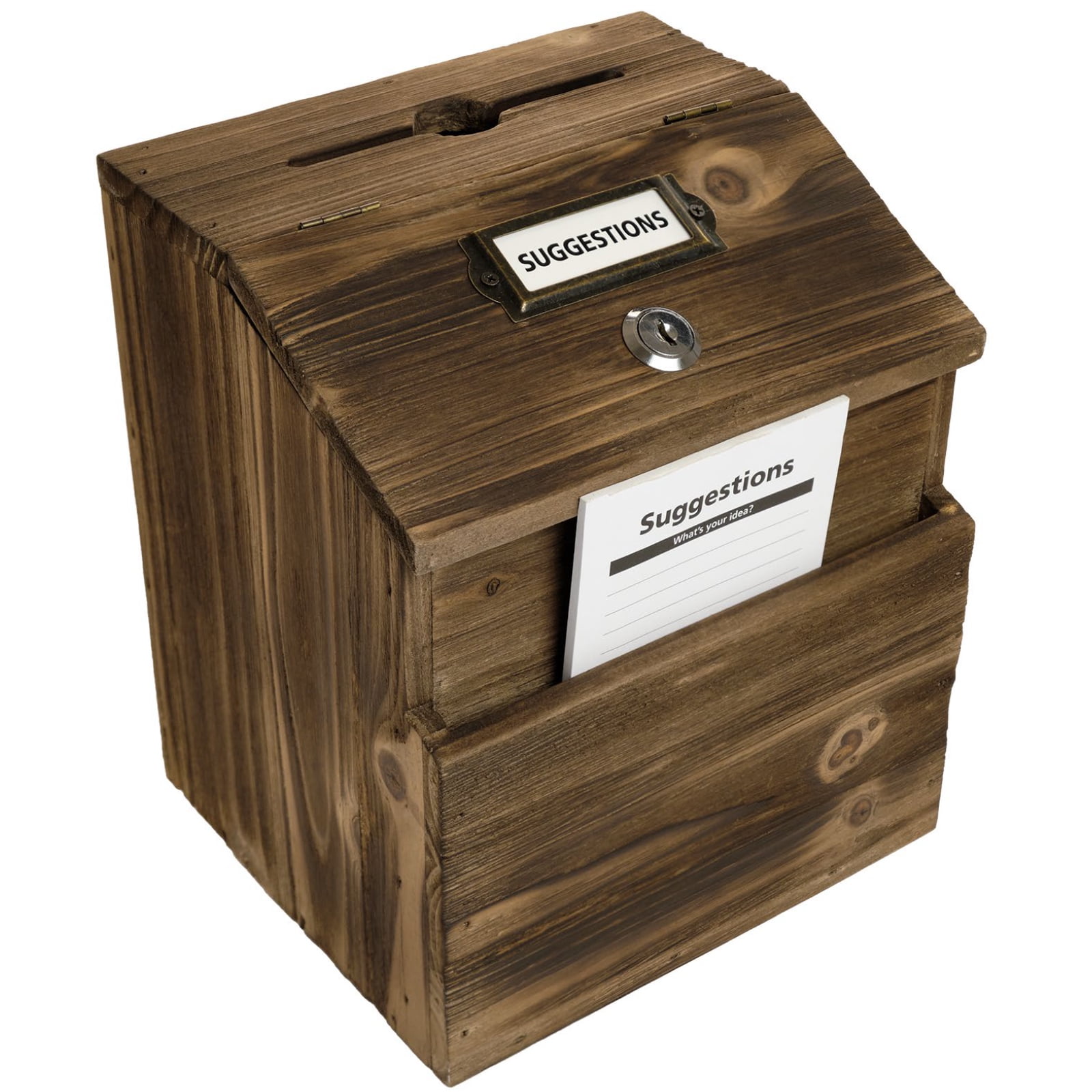 Excello Global Secure Rustic Suggestion Box: Wall Mounted/Freestanding ...