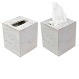 Excello Global Products Rustic White Barnwood Tissue Box Cover: Tissue ...