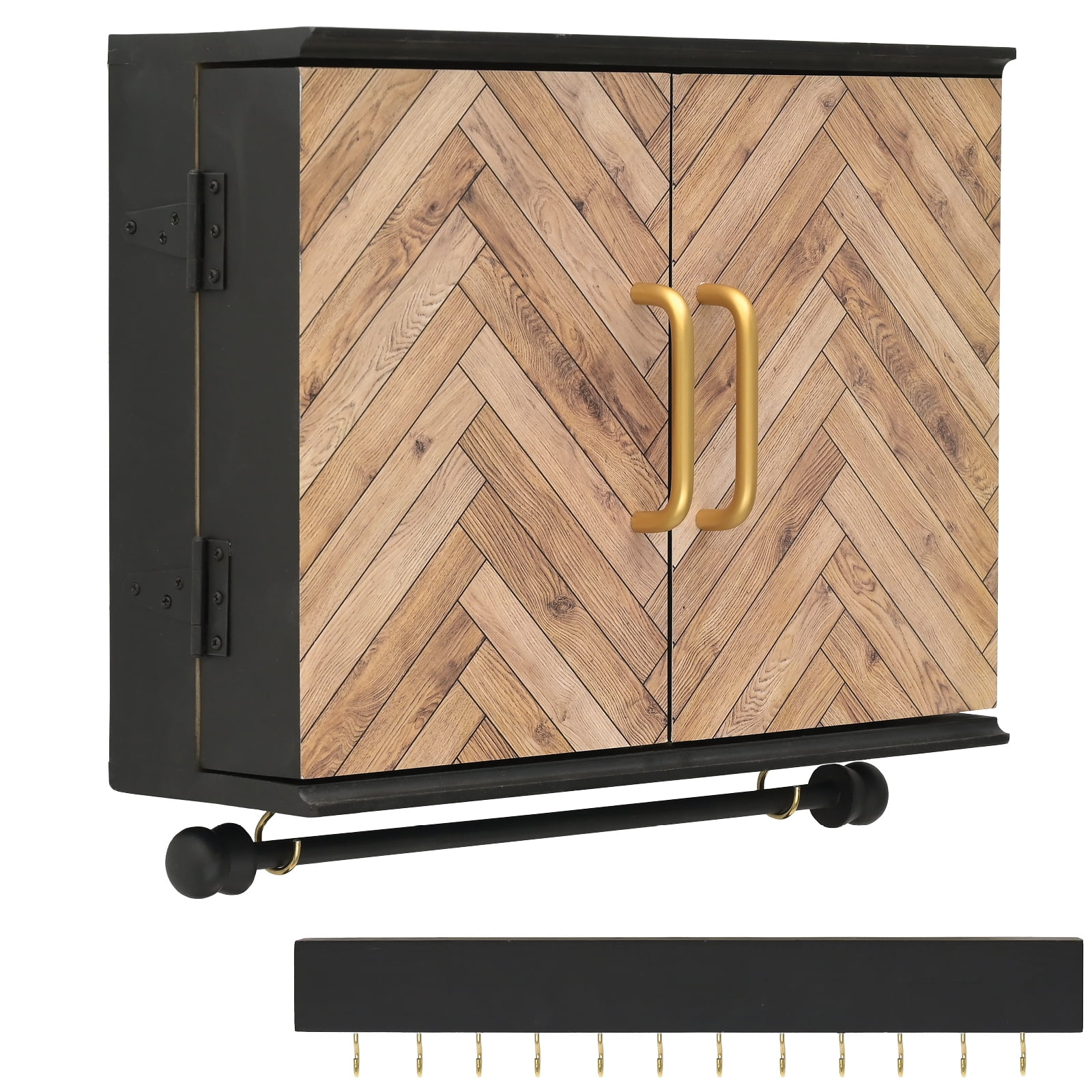 Excello Global Products Wall Mounted Jewelry Organizer with Herringbone ...