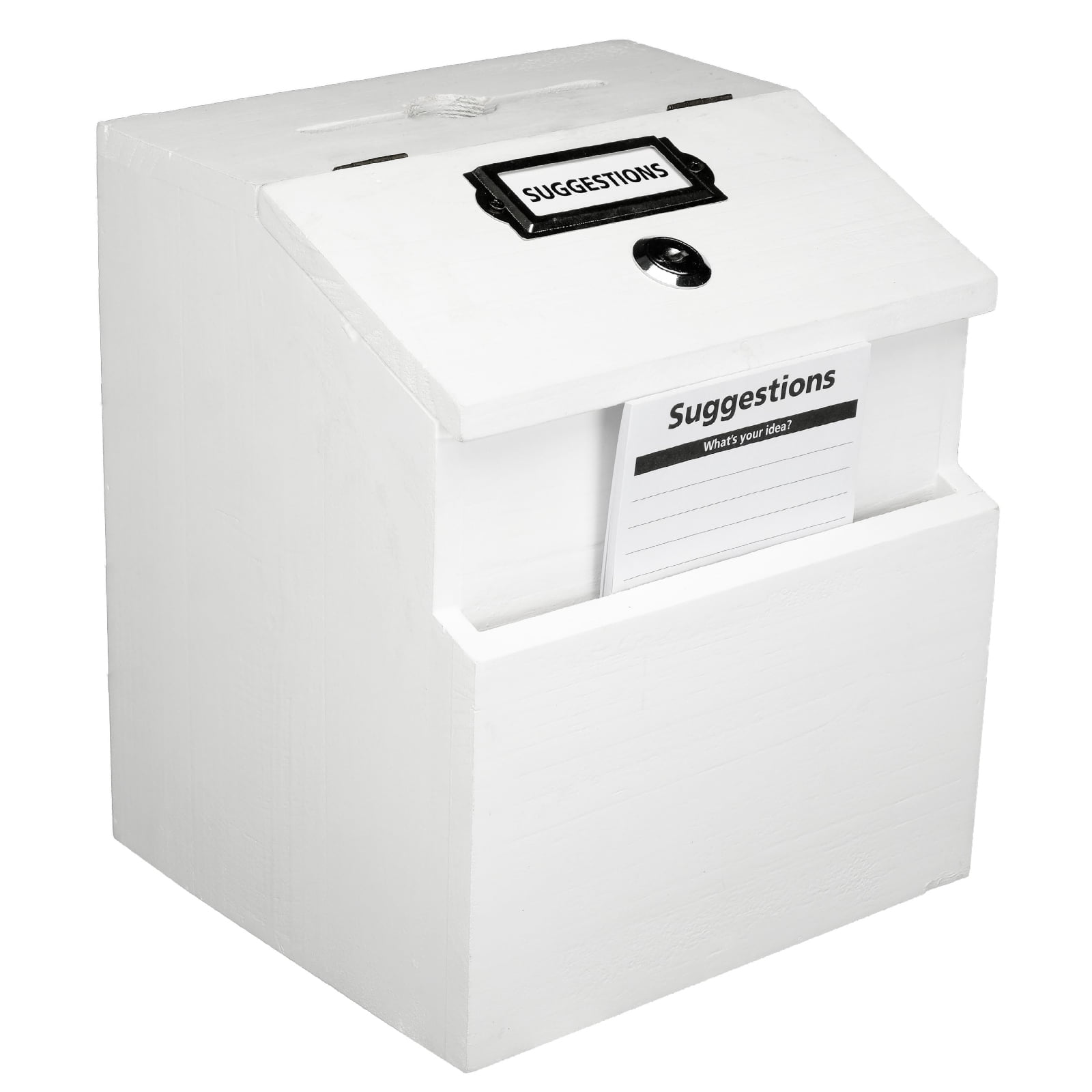Excello Global Products White Suggestion Box with Lock: Wooden Ballot ...