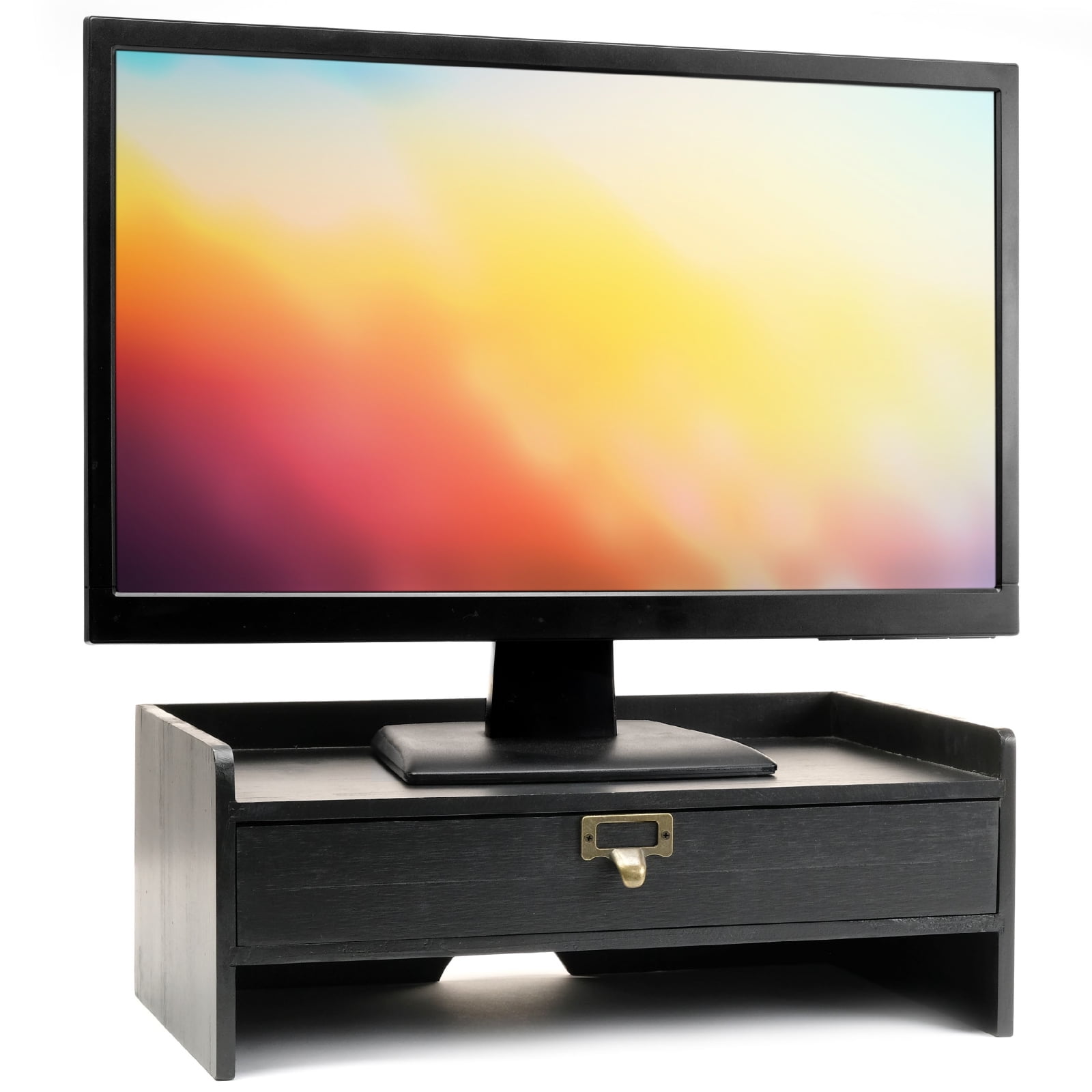 Excello Global Products Wooden Monitor Stand - Black - EGP-HD-0421B ...