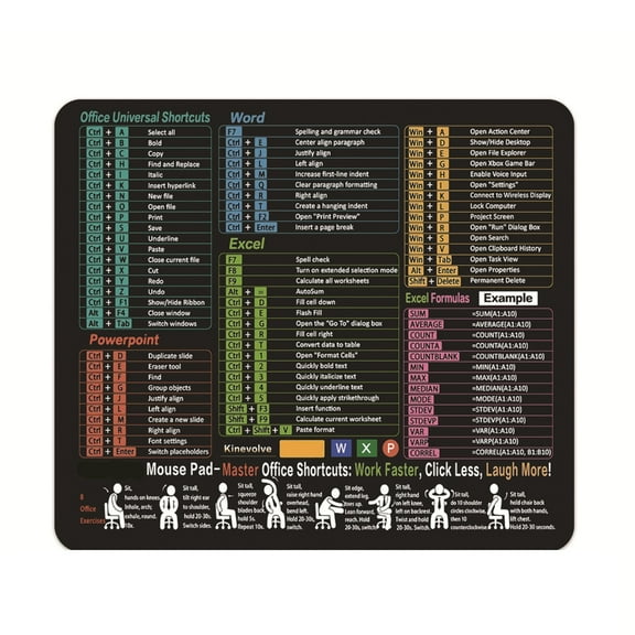 2025 Mouse Pad with Excel Shortcuts Multi-Size Extra-Thick Mouse Pad ...