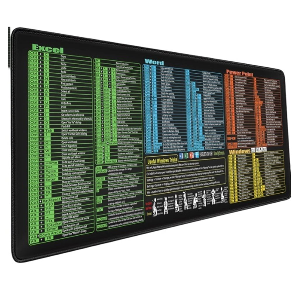 Excels and Word Cheats Sheet Keyboards Mouse Pad for Office Efficiency and Gamin - Walmart.com