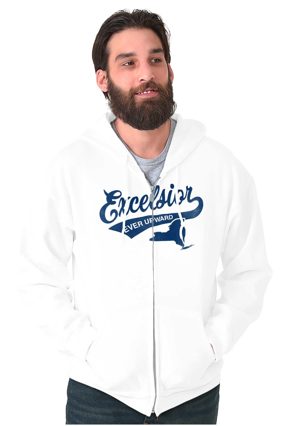 Excelsior Ever Upward New York Motto Zip Up Hoodie Men's Women's Brisco ...