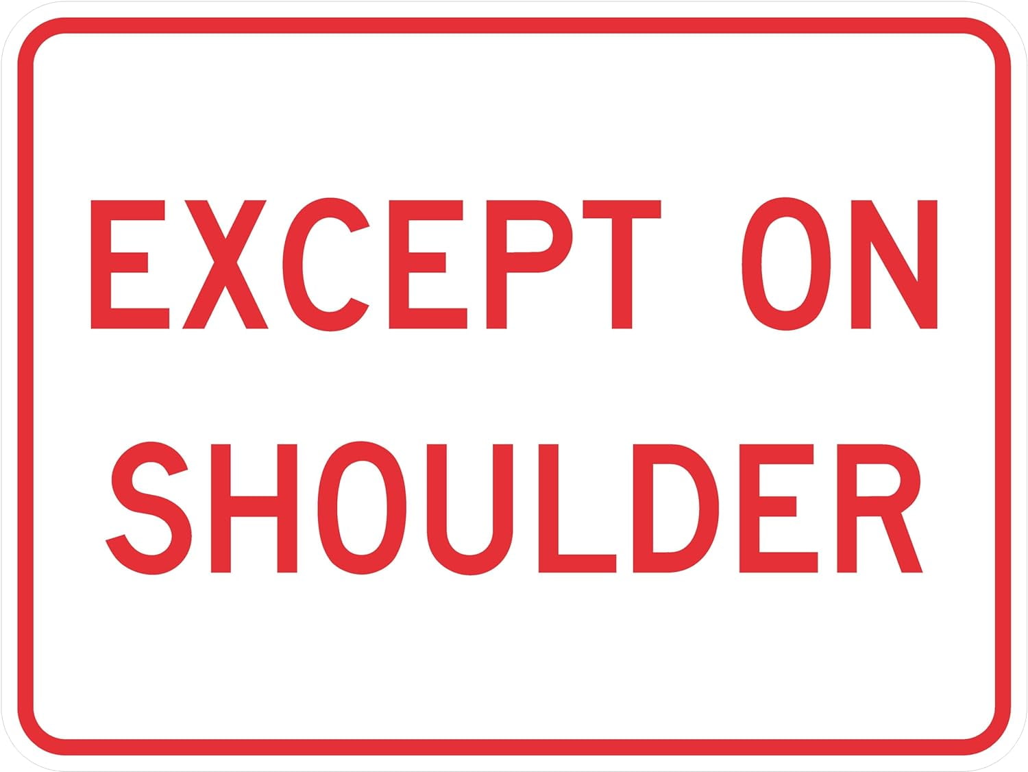 Except on Shoulder (plaque) Sign Parking Signs Metal Sign Tin Sign 8x12 ...