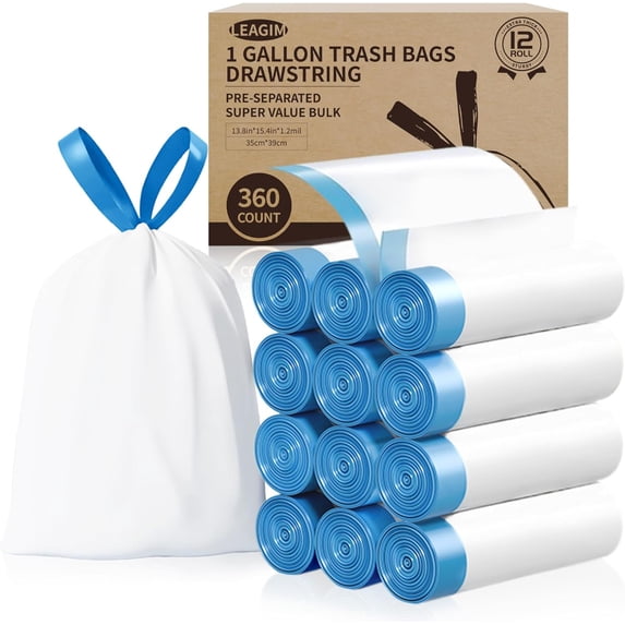 Exceptional Value 360 Count 1 Gallon 1.2Mil White Drawstring Mini Trash ...
