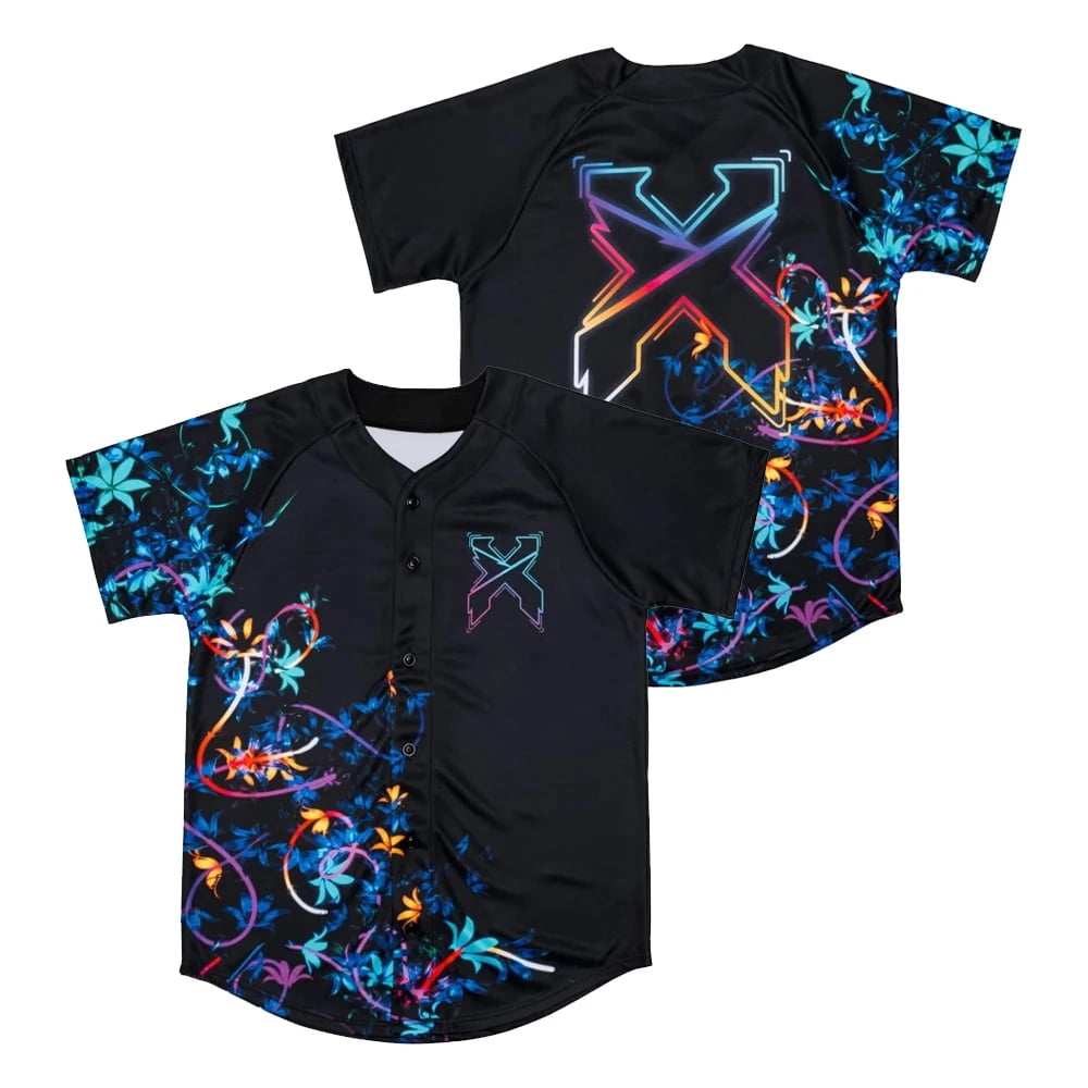 Excision Floral Baseball Jersey Tops Nexus Tour 2024 V-Neck Tee Men ...