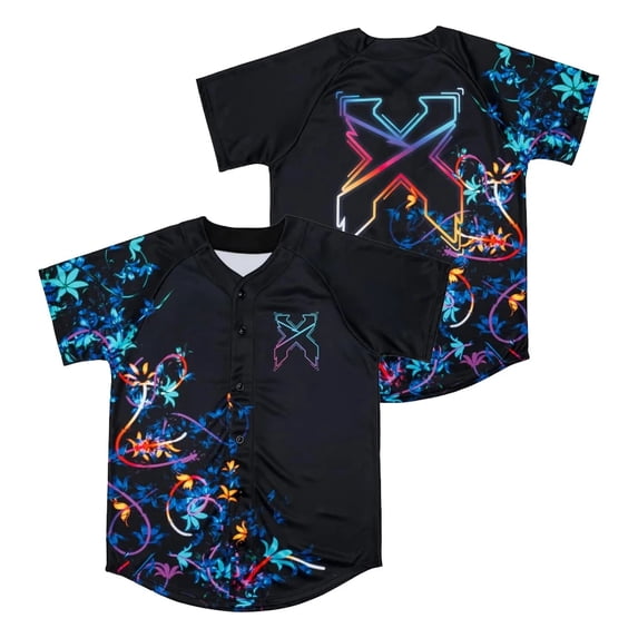 Excision Floral Baseball Jersey Tops Nexus Tour 2024 V-Neck Tee Men ...