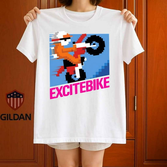 Excitebike Retro Comfort Coler Tee With Classic Game Graphic Graphic Tee,for men and women up to ...
