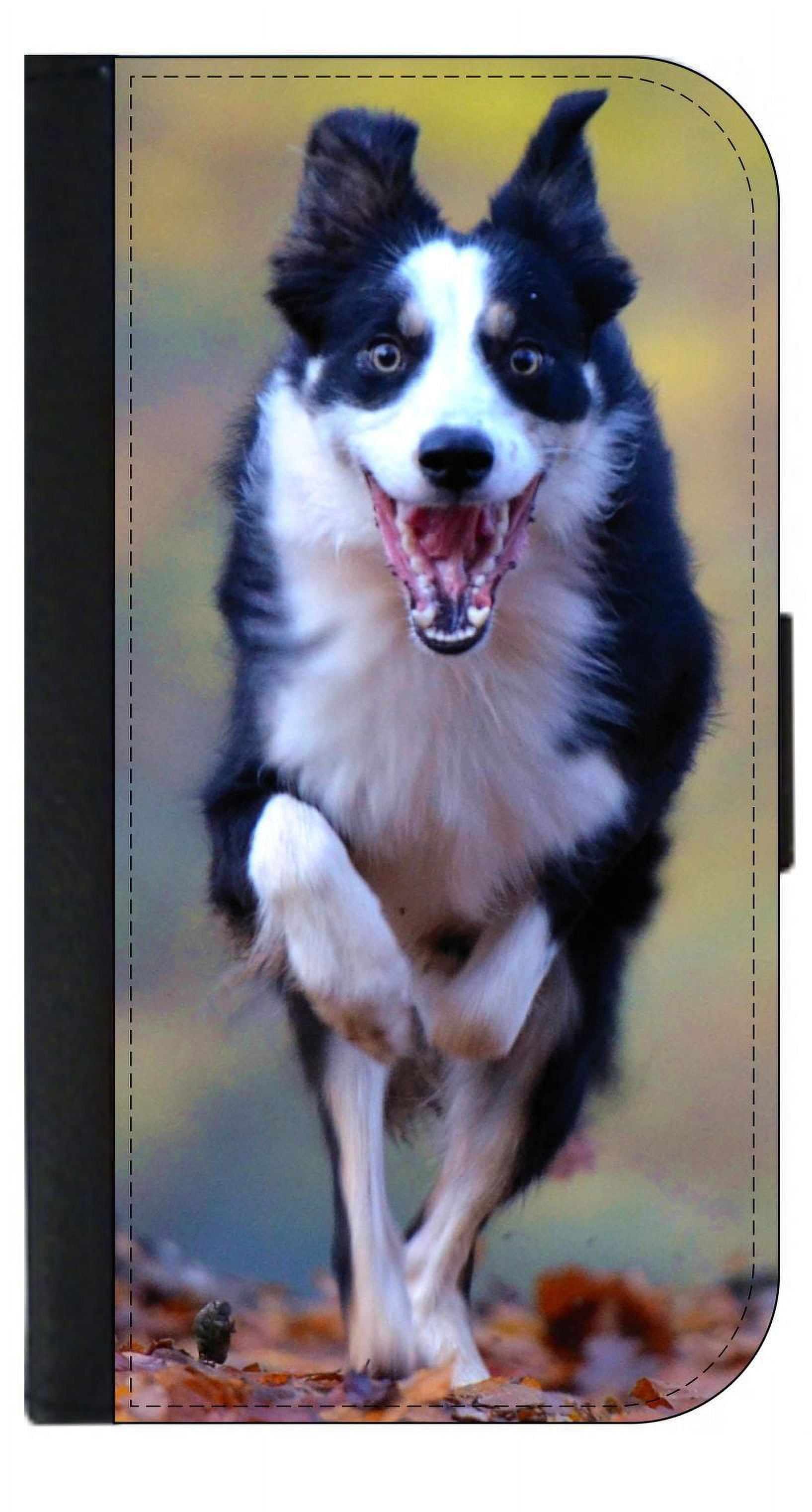 Excited Border Collie Dog - Wallet Style Cell Phone Case with 2 Card ...