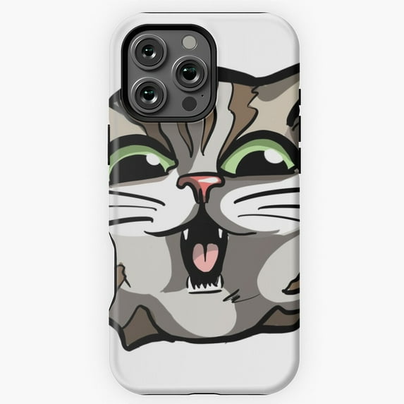 Excited Cat Fun Cartoon Feline Design Art Phone Case Compatible iPhone ...