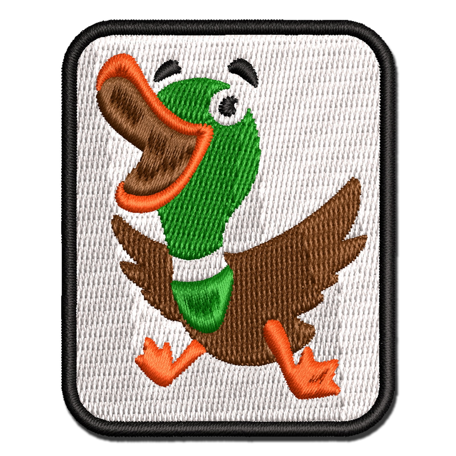 Excited and Happy Mallard Duck Cartoon Applique Multi-Color Embroidered ...