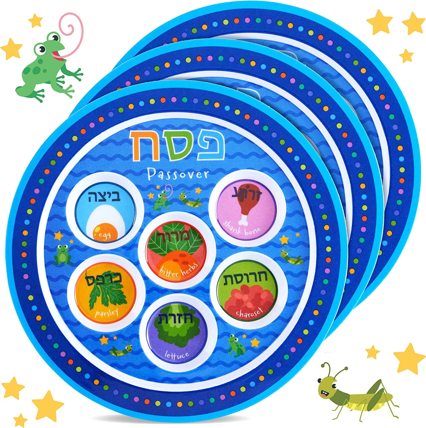 Exciting Childrens Passover Seder Plate 9" Melamine BPA-Free Colorful ...