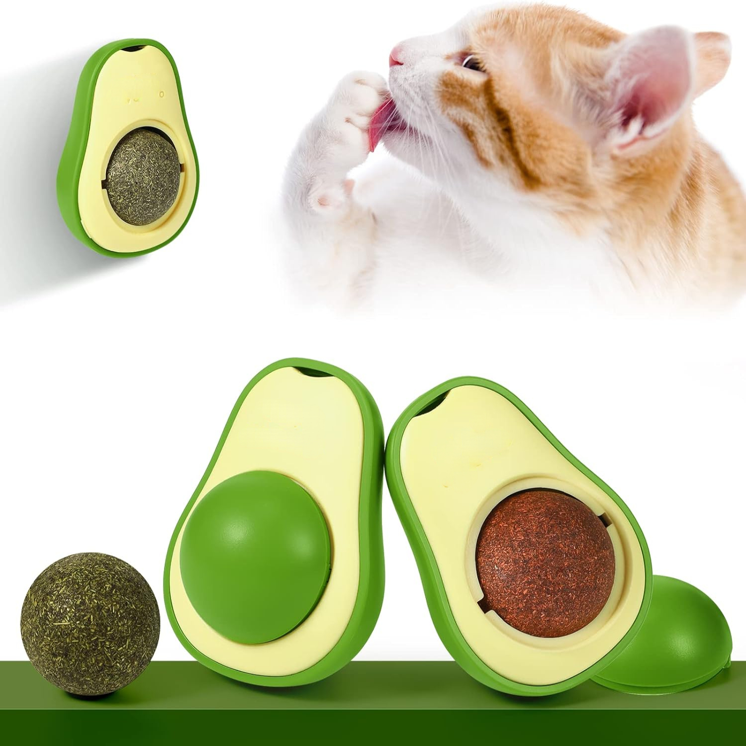 Exciting Interactive Rotatable Avocado Wall Ball Toy with Catnip Treat - Healthy Teeth and ...