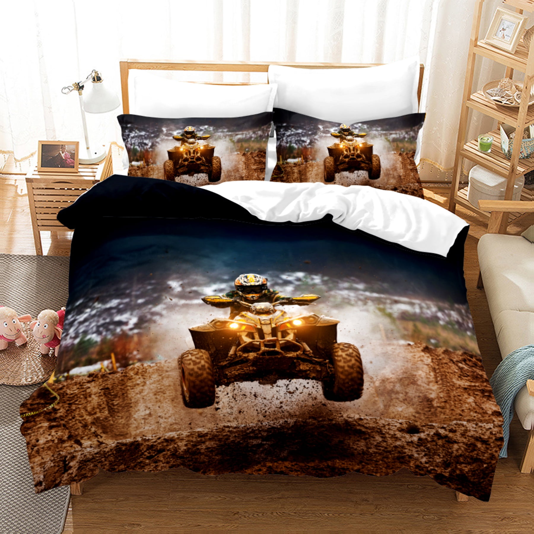Exciting Quad Bike Rider Bedding Set Duvet & Pillowcases Bold Design ...