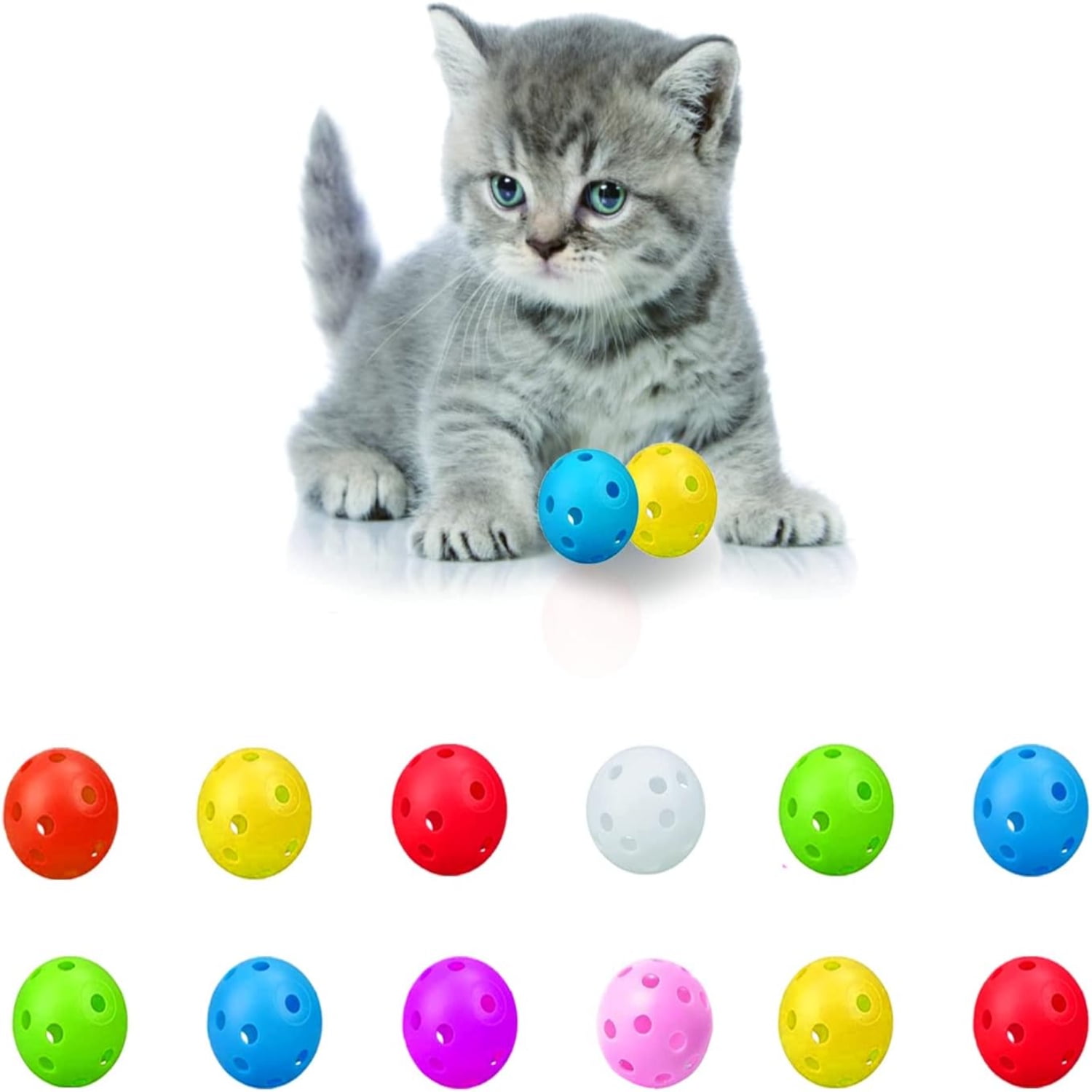 Colorful ENERKEEN 12 Pack Plastic Ball Cat Toys - Fun and Stimulating ...