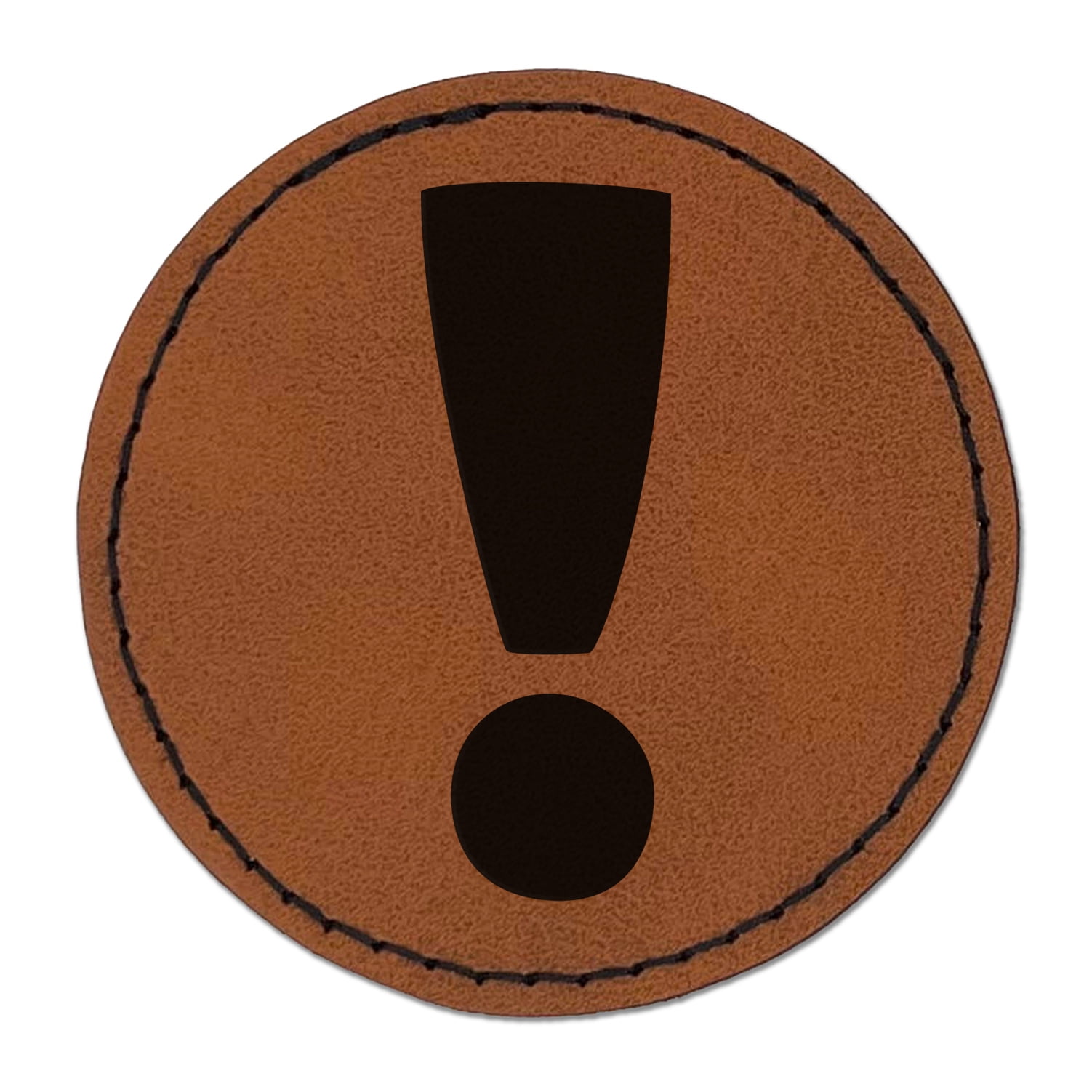 Exclamation Mark Punctuation 2.5" Faux Leather Round Engraved Iron-On ...