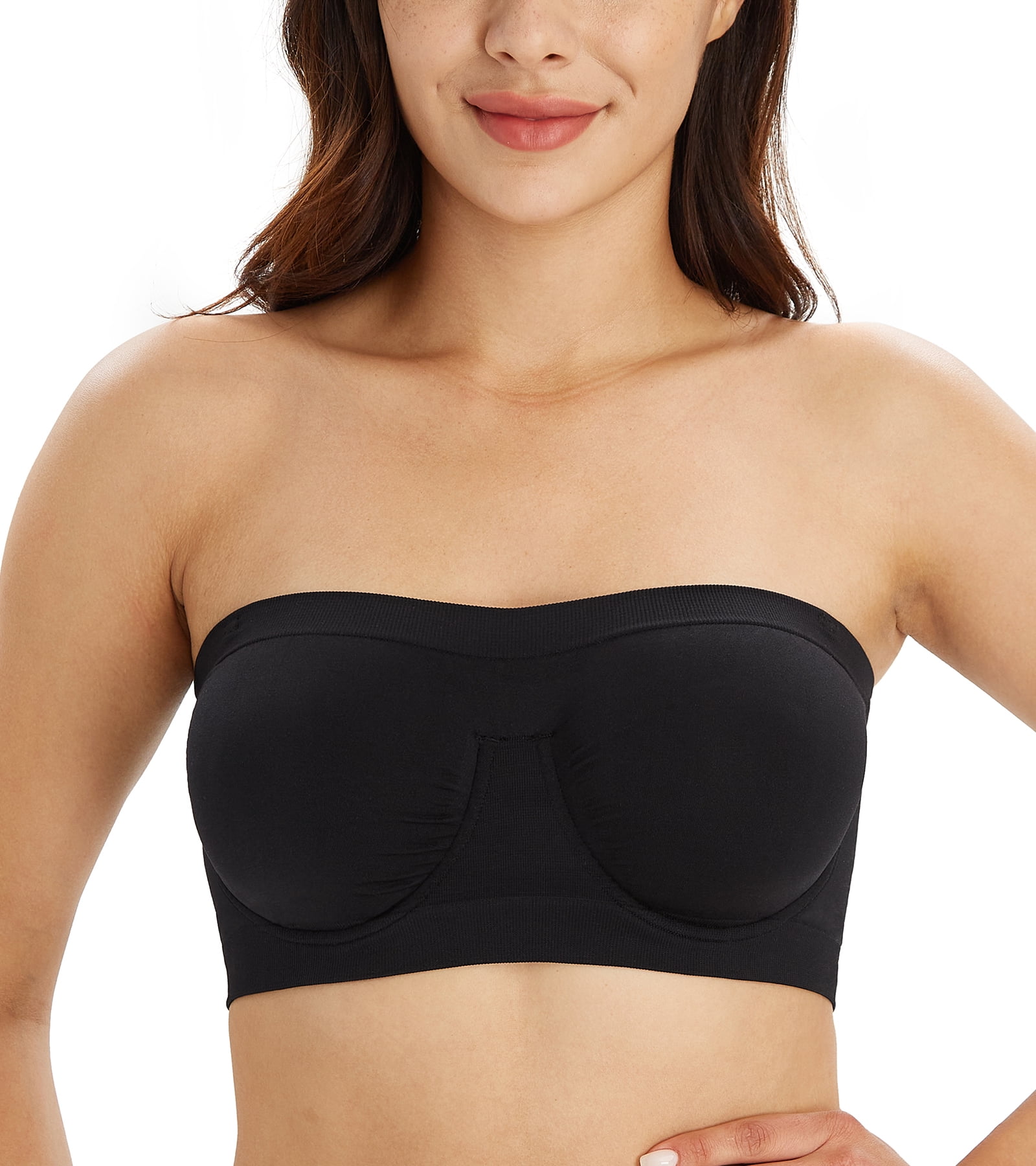 Exclare Women's Stretchy Bandeau Tube Top Bra Comfort Non Padded ...