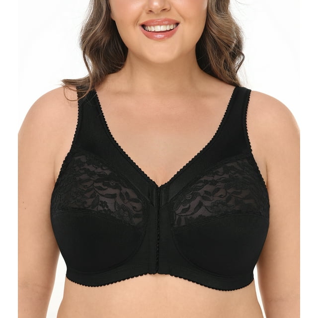 Exclare Womens Front Closure Bras Non-padded Wirefree Full Coverage Bra(Black,40G) - Walmart.com