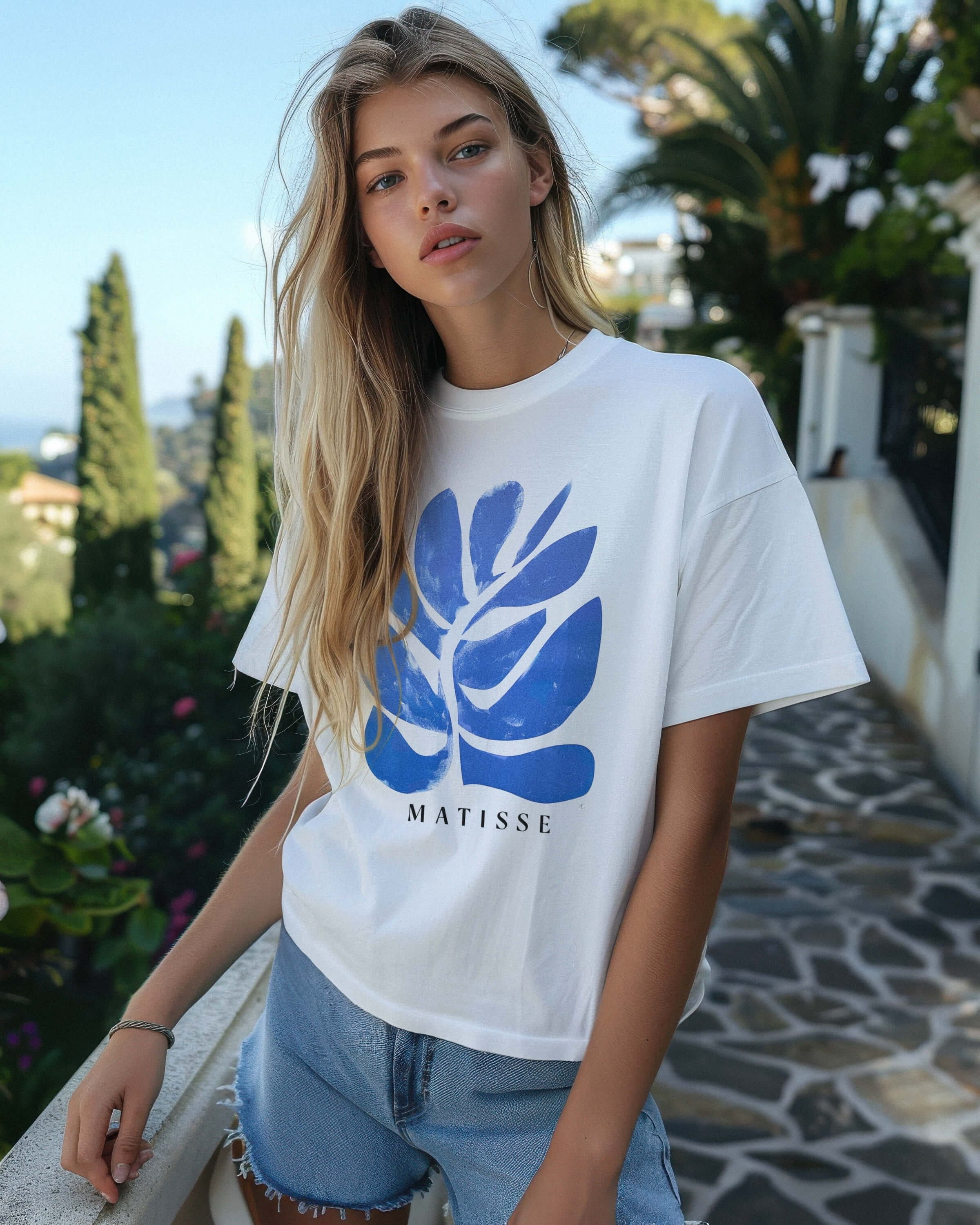Exclusive Blue Matisse Plant Graphic Tee - Artist-Made, -Inspired ...