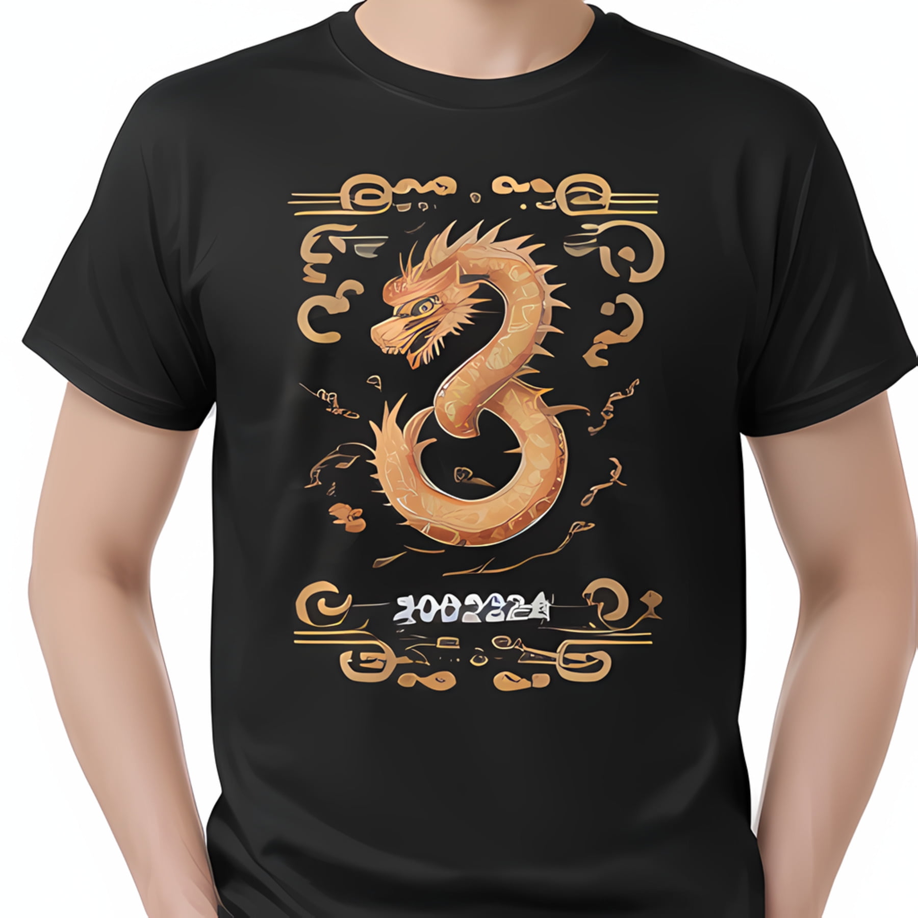 Exclusive Dragon Design T-Shirt with Intricate Golden Numbers 2024 ...