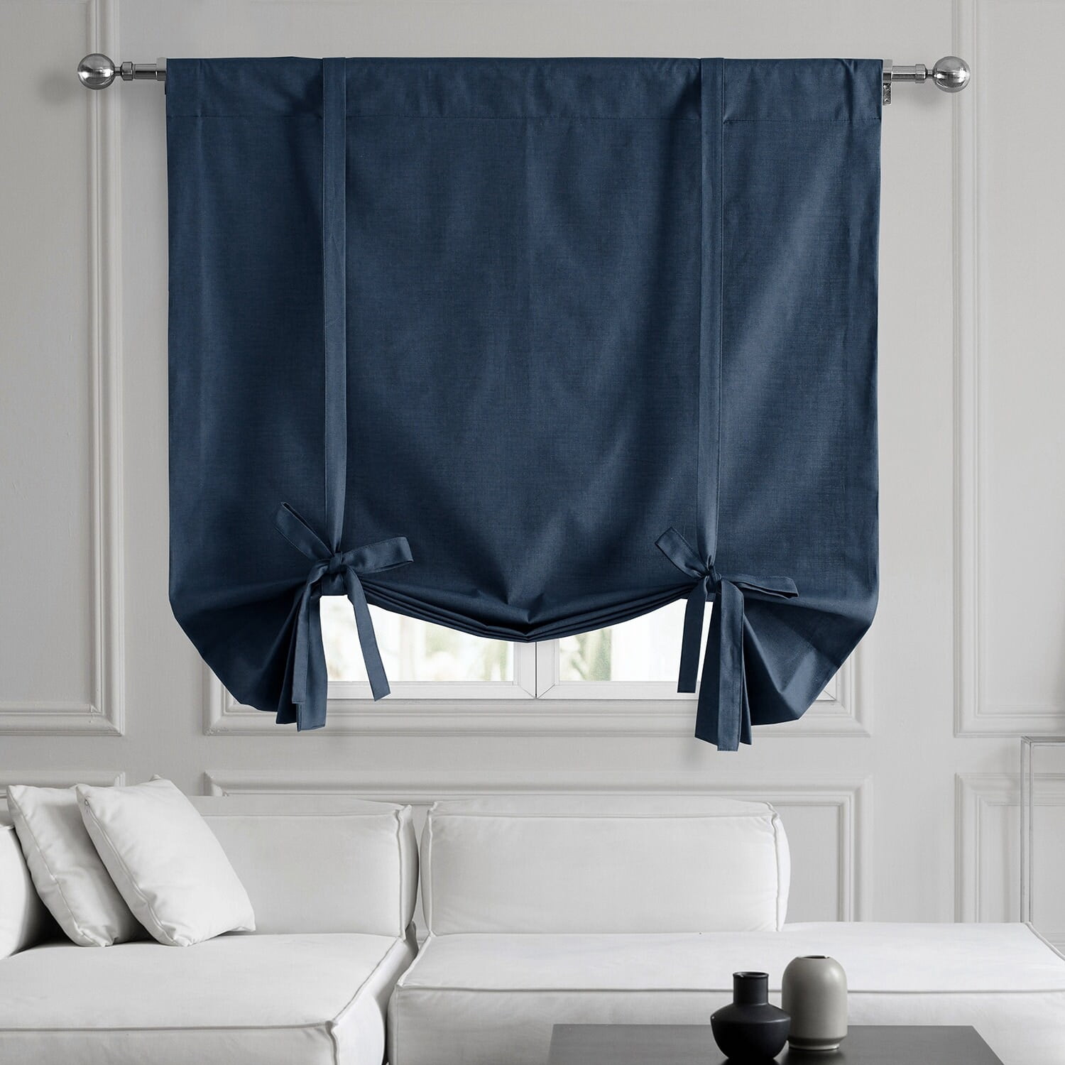 Exclusive Fabrics Dune Textured Solid Cotton Tie-Up Window Shade (1 ...
