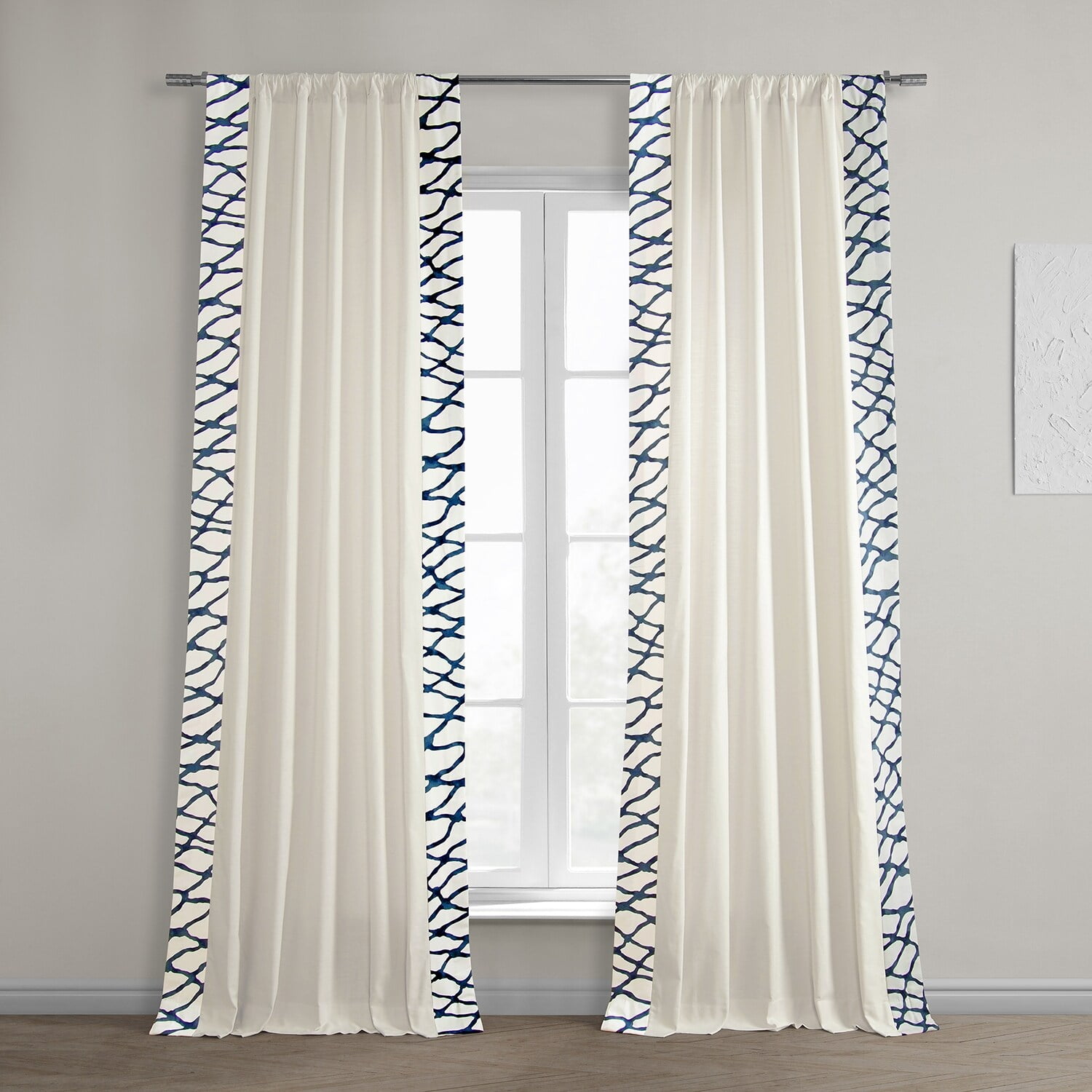 Exclusive Fabrics Ellis Solid Cotton Bordered Curtain (1 Panel) 50 X 96 ...