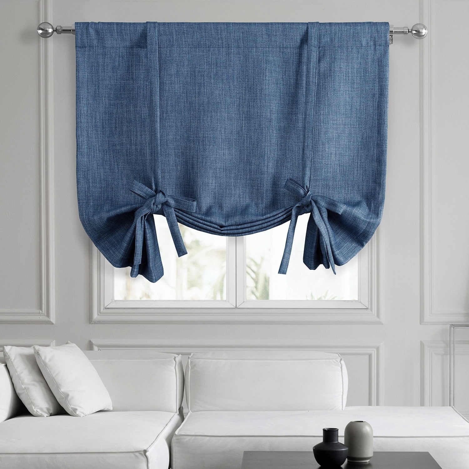 Exclusive Fabrics Faux Linen Room Darkening Tie-Up Window Shade (1 ...