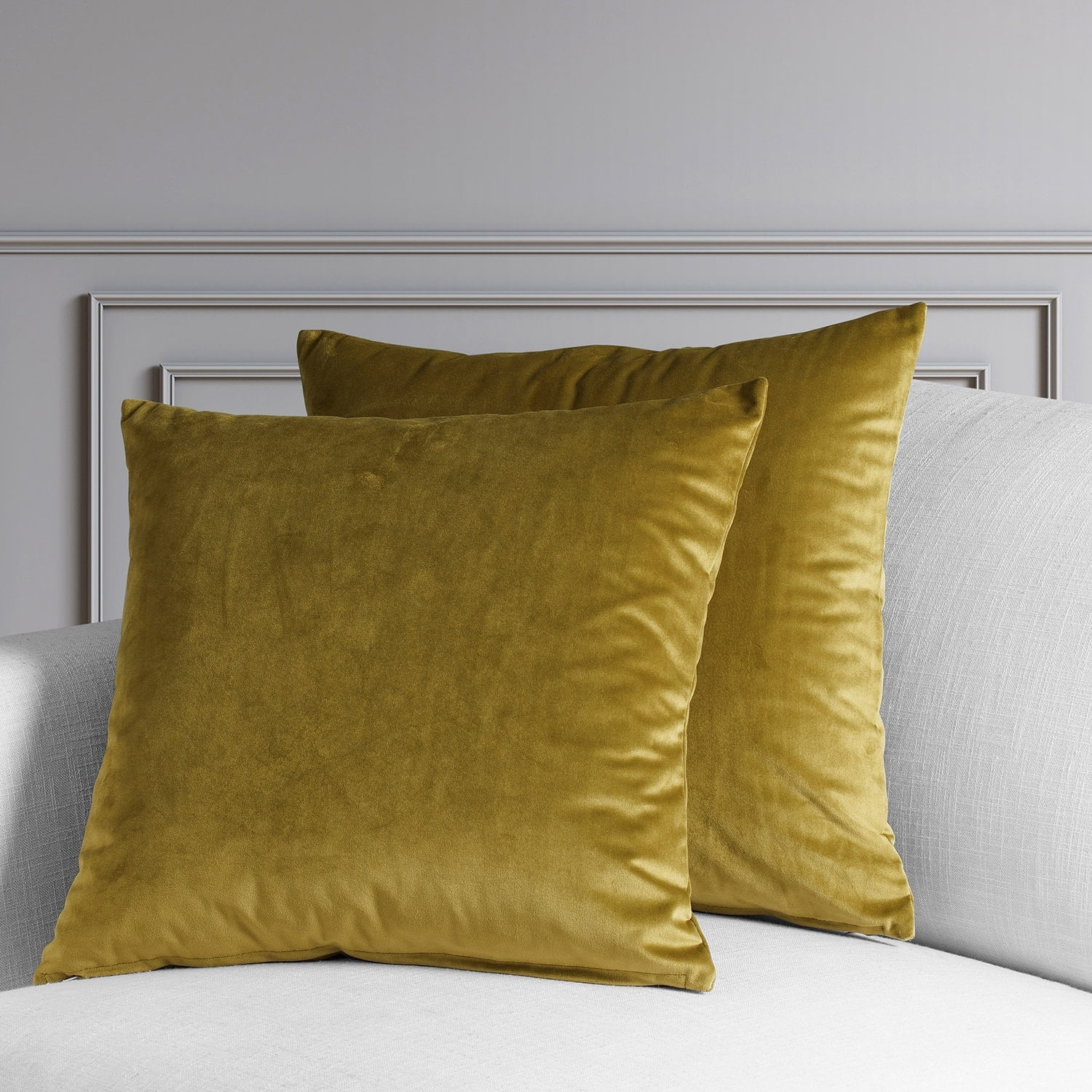 Exclusive Fabrics Heritage Plush Velvet Cushion Cover (Set of 2) Peat ...