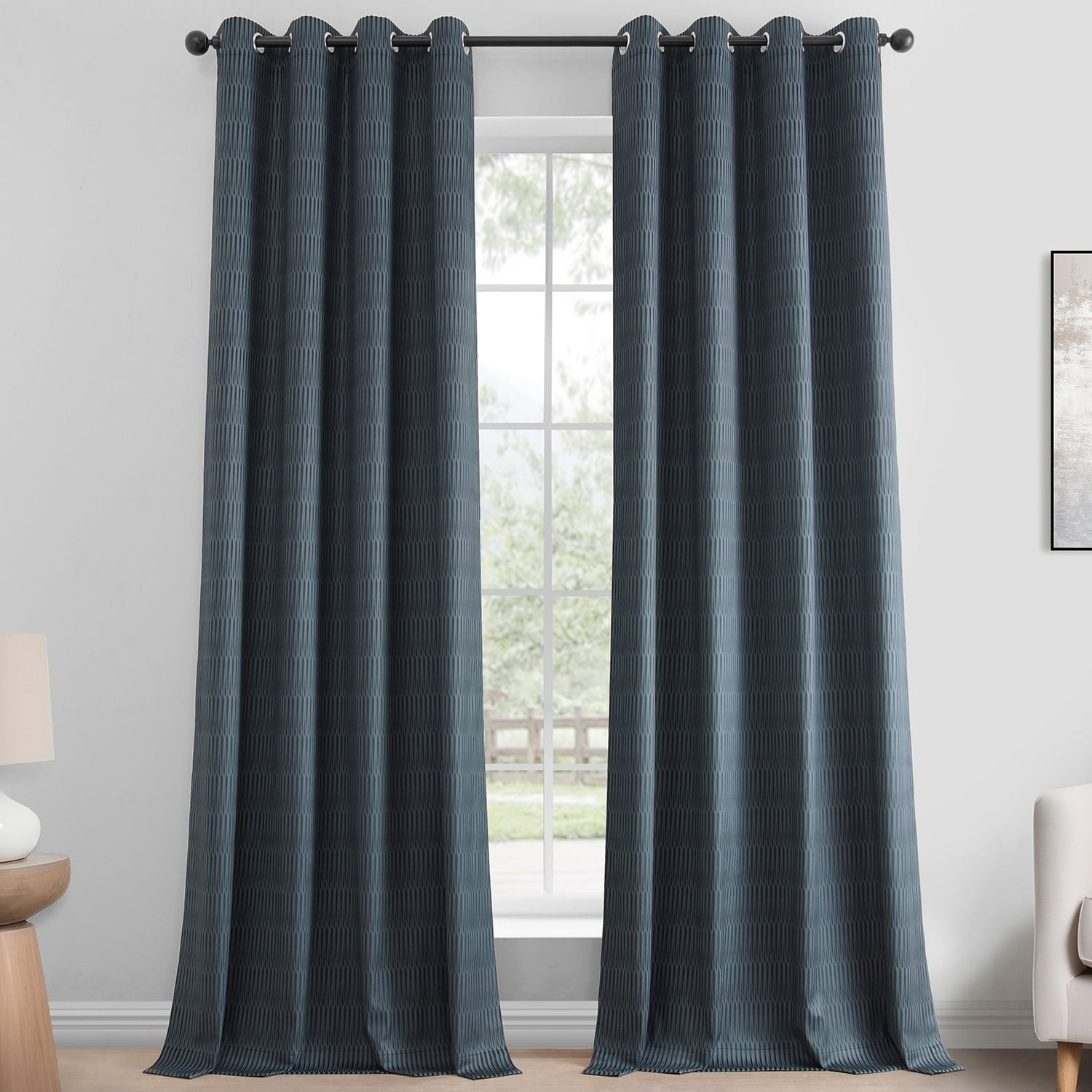 Exclusive Fabrics Lounge Embossed Grommet Velvet Curtains - Room ...