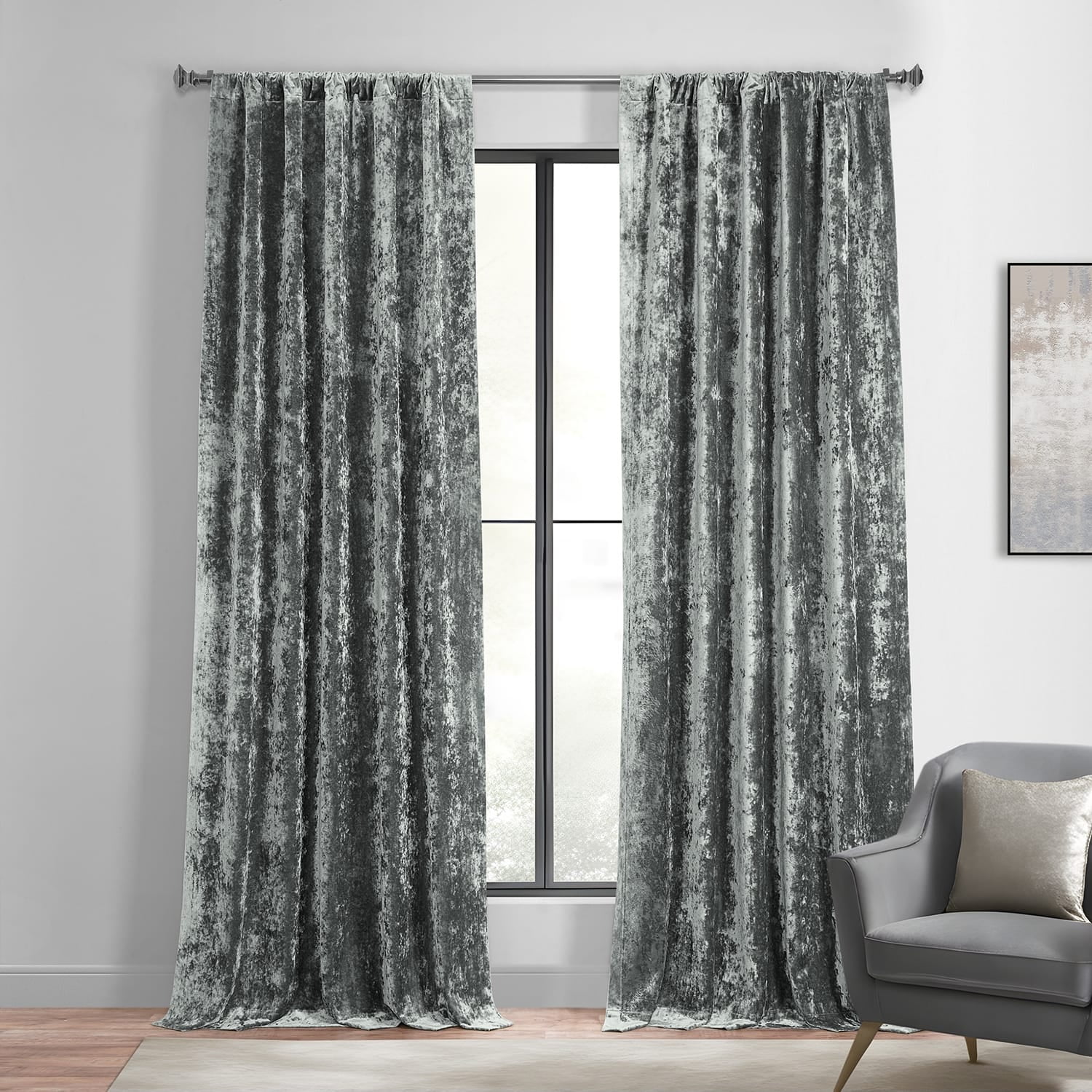 Exclusive Fabrics Lush Crush Velvet Curtains - Room Darkening Curtain ...