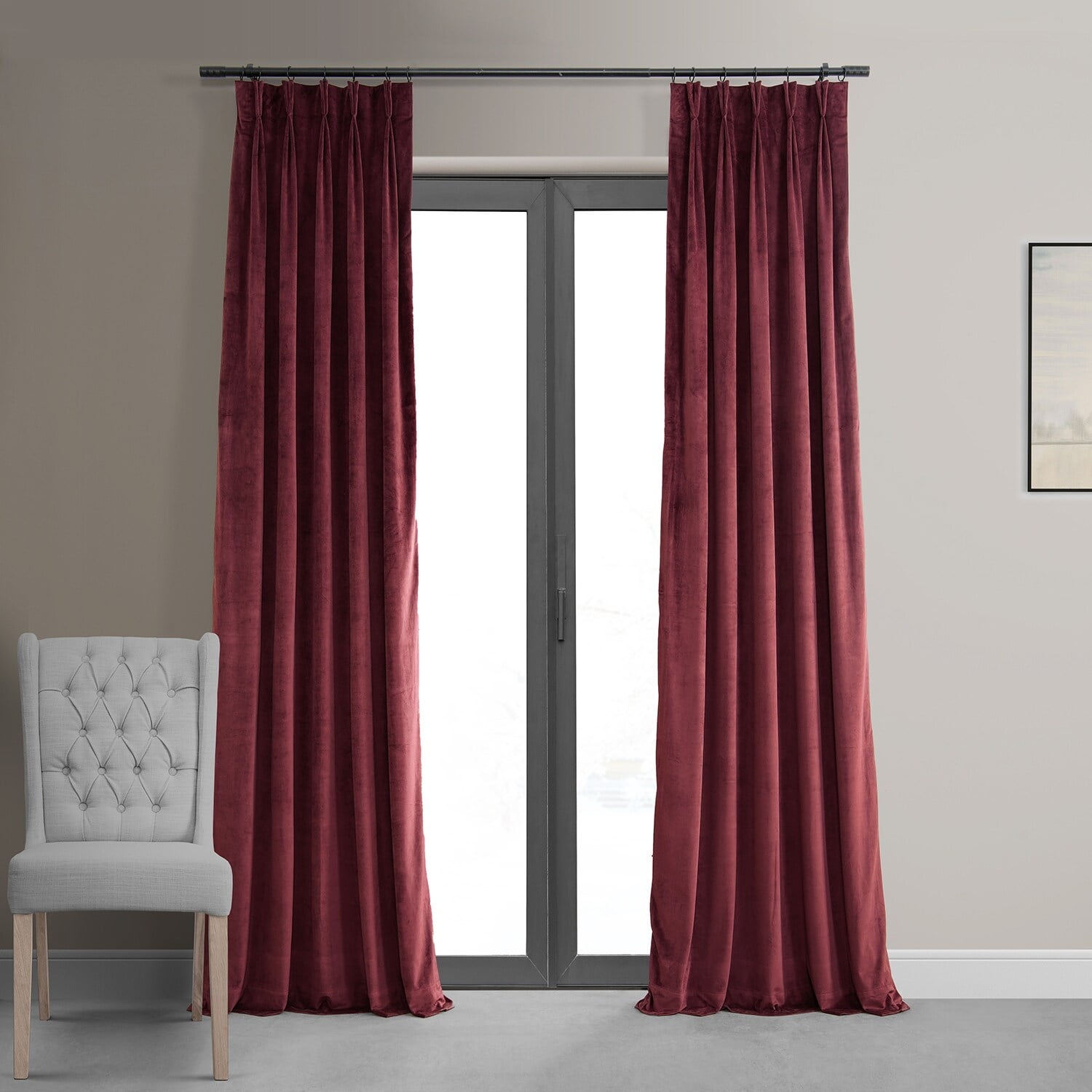 Exclusive Fabrics Signature Pleated Blackout Velvet Curtain (1 Panel ...