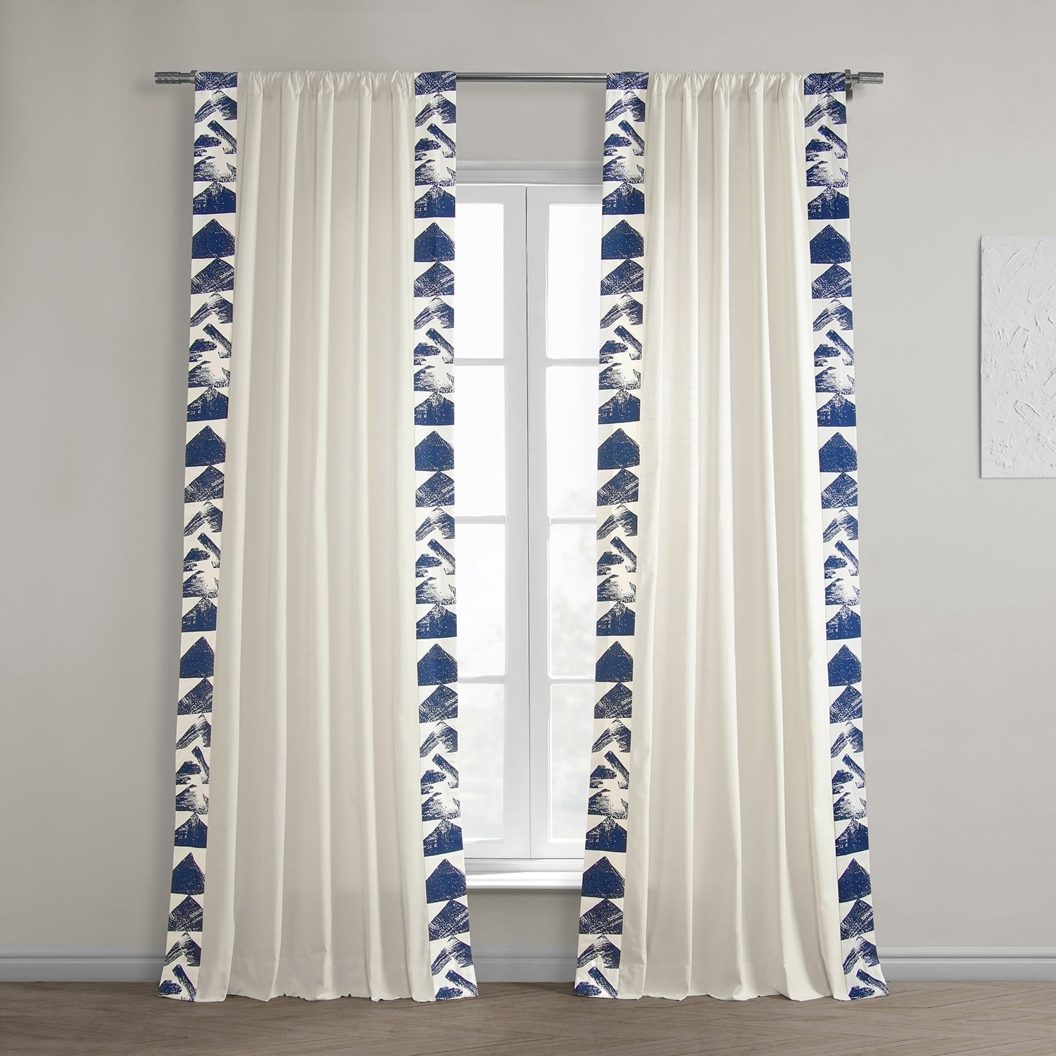 Exclusive Fabrics Traid Solid Cotton Bordered Curtain (1 Panel) 50 X 96 ...