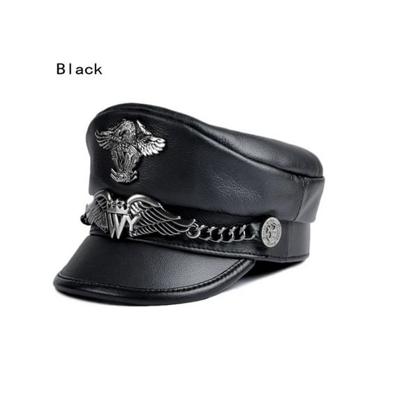 Exclusive German Cap Man Genuine Leather Flat Top Hat Korean Fashion ...